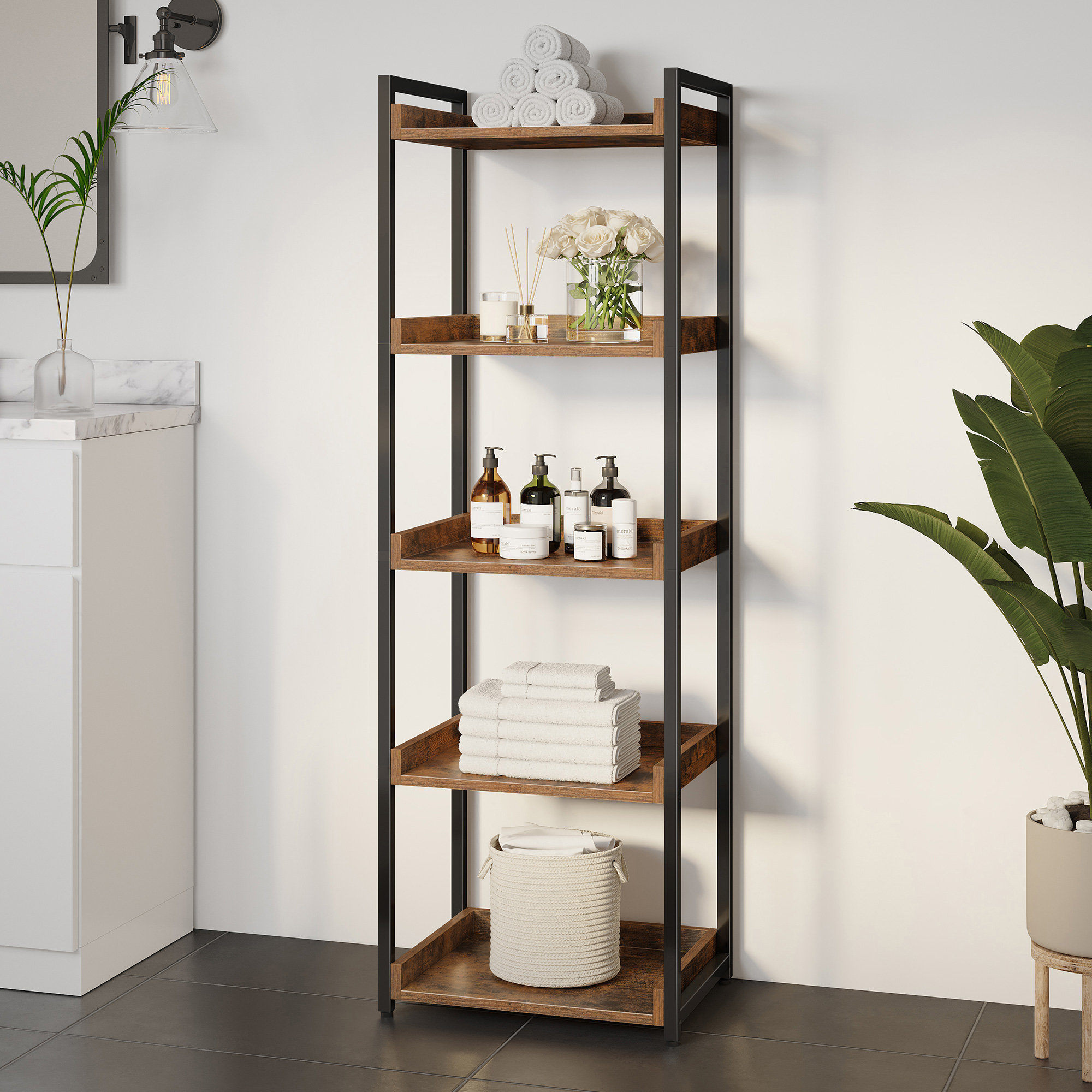 17 Stories Etagere 3/4/5 Shelves Bookcase, Small Bookshelf for Living ...