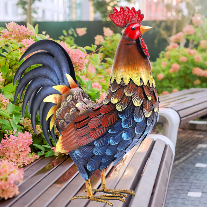 Gracie Oaks Tashala Rooster Garden Statue | Wayfair