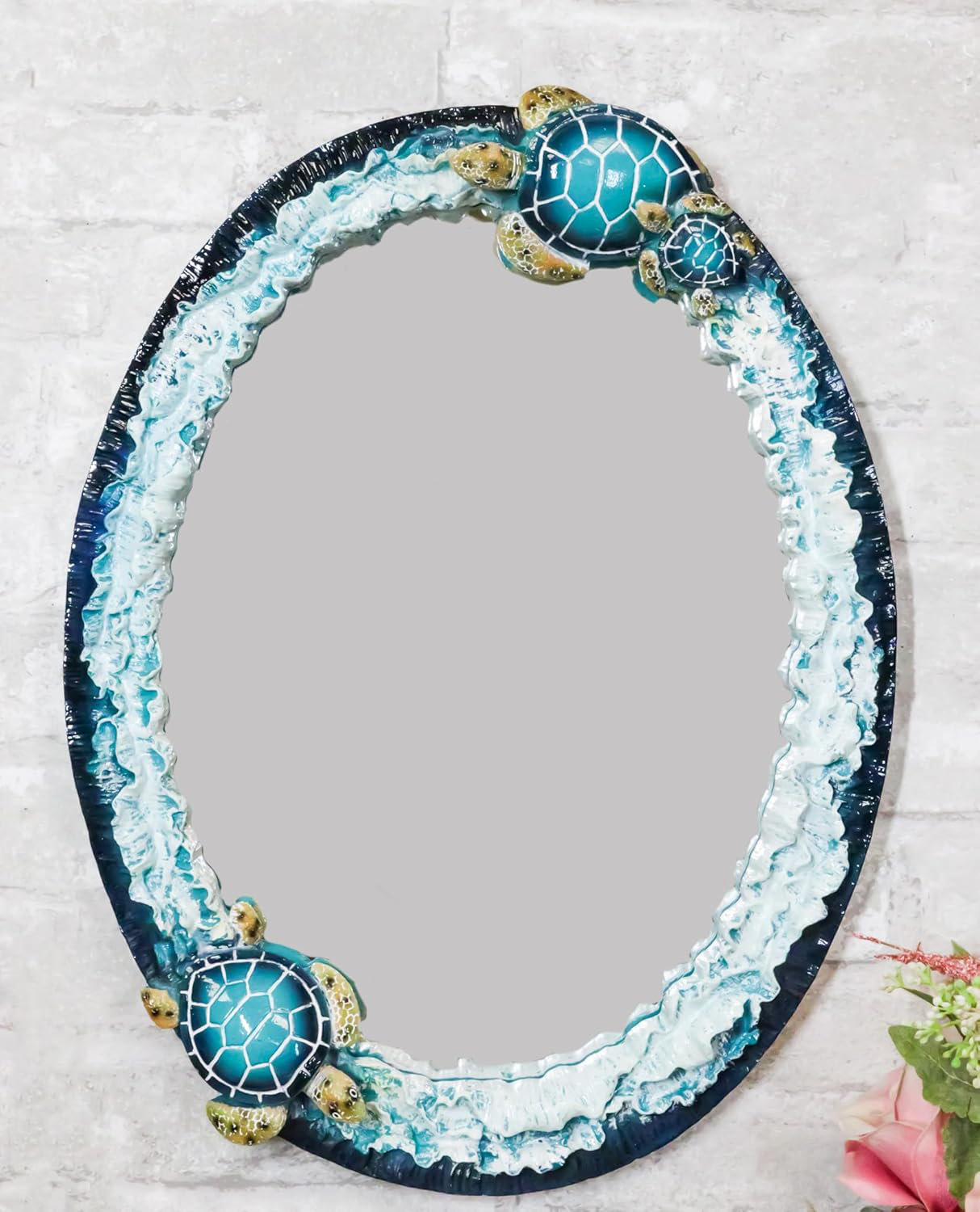 Millwood Pines 18"H Large Coastal Marine Blue Sea Turtles With Ocean ...