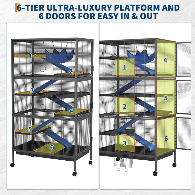 Latitude Run® Small Animal Cage, 6-Tier Critter Nation Cage With Ramps ...
