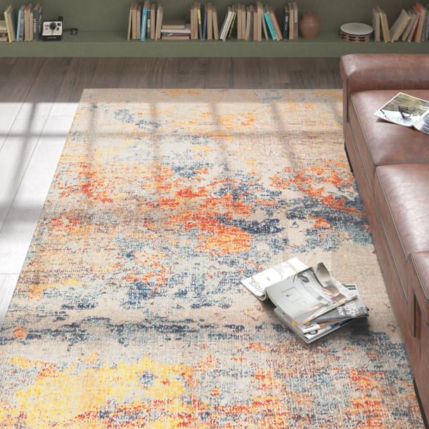 Wade Logan® Diorio Saffron/Teal/Light Gray Area Rug & Reviews | Wayfair