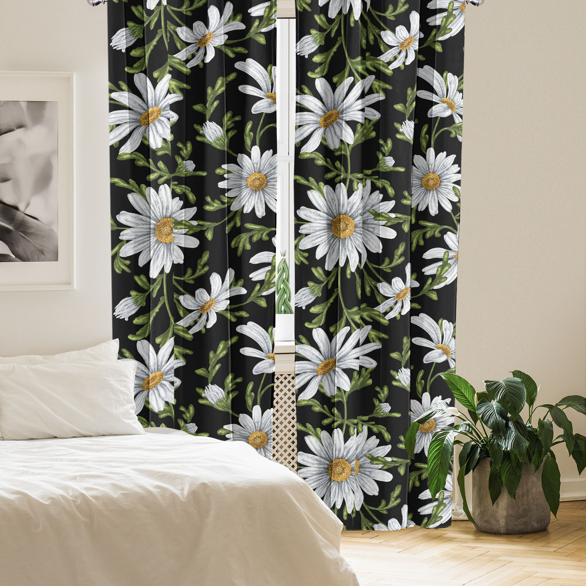 East Urban Home Daisy Curtains Art Realist Chamomile Pattern Pair of ...
