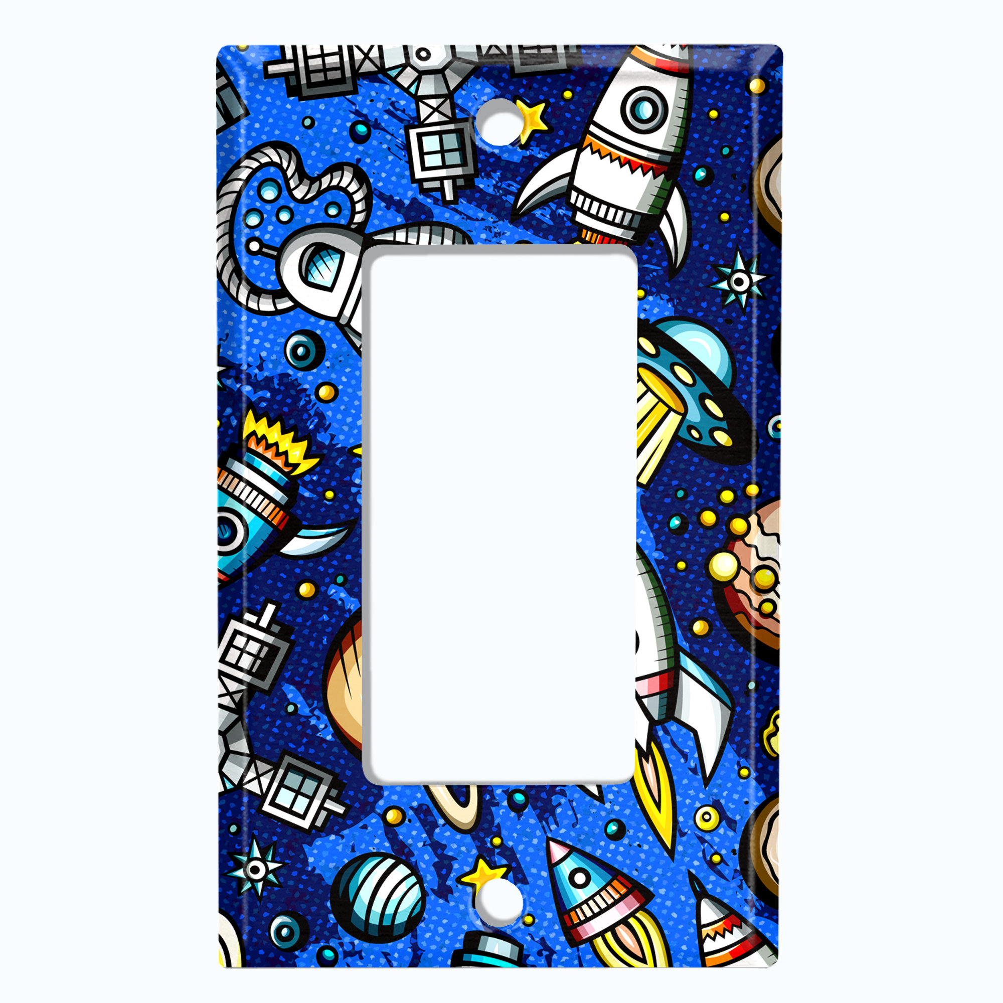 WorldAcc Metal Light Switch Plate Outlet Cover (Rocket Ship Space ...