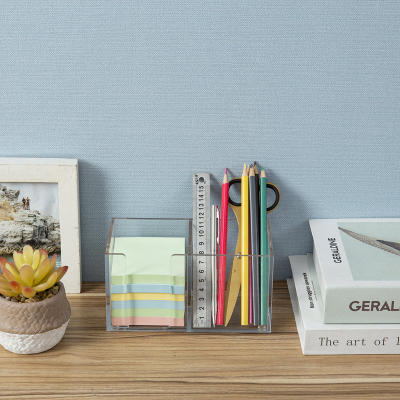 Rebrilliant Clear Sticky Note Office Supplies Desk Organizer | Wayfair