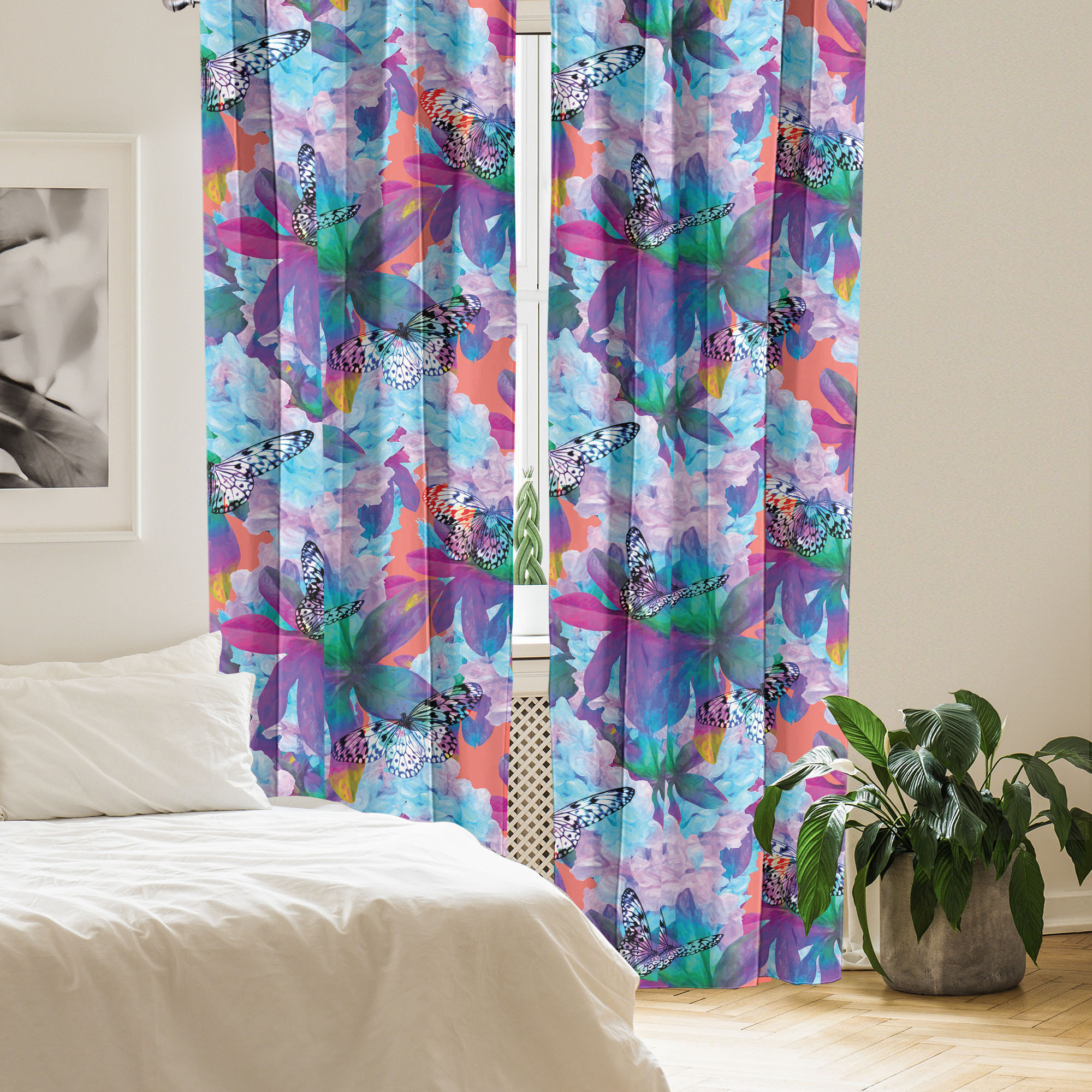 East Urban Home Wings of Spring Curtains Colorful Peony-424500 | Wayfair