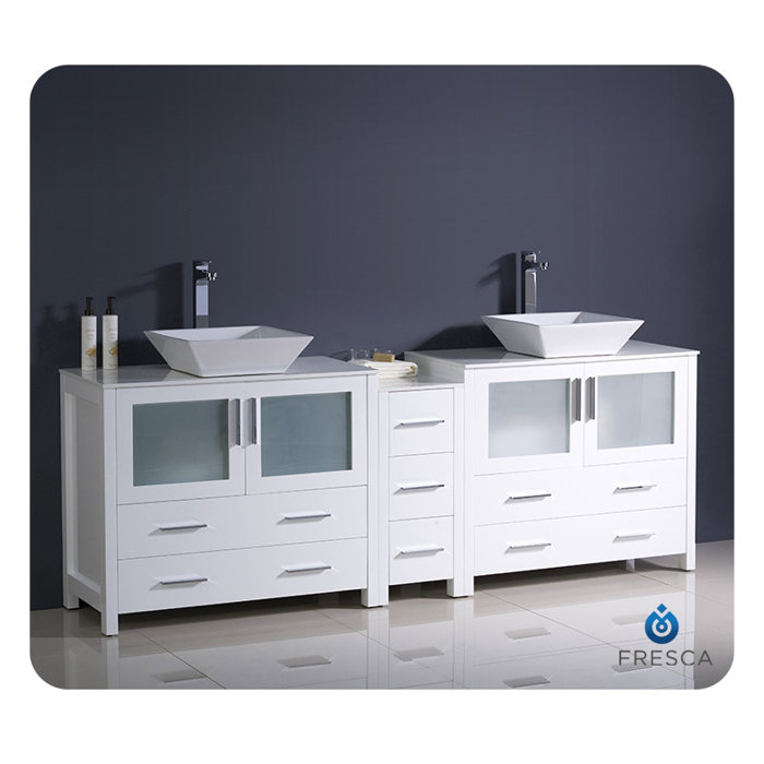 Fresca Torino 84" Free-Standing Double Vessel Sink Bathroom Vanity Set ...