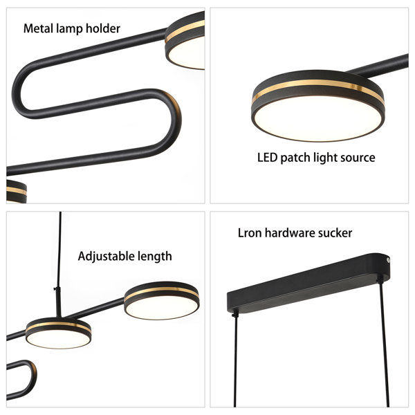 Wrought Studio Elorah 4 - Light Black LED Kitchen Island Pendant | Wayfair