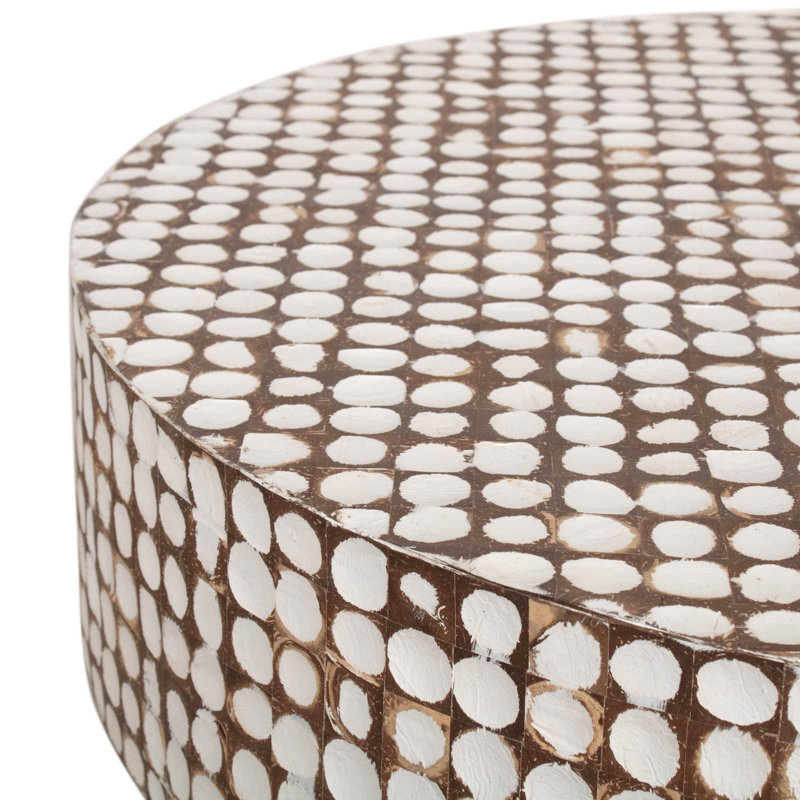 Beachcrest Home™ Abbie Round Coconut Shell Pedestal Coffee Table | Wayfair