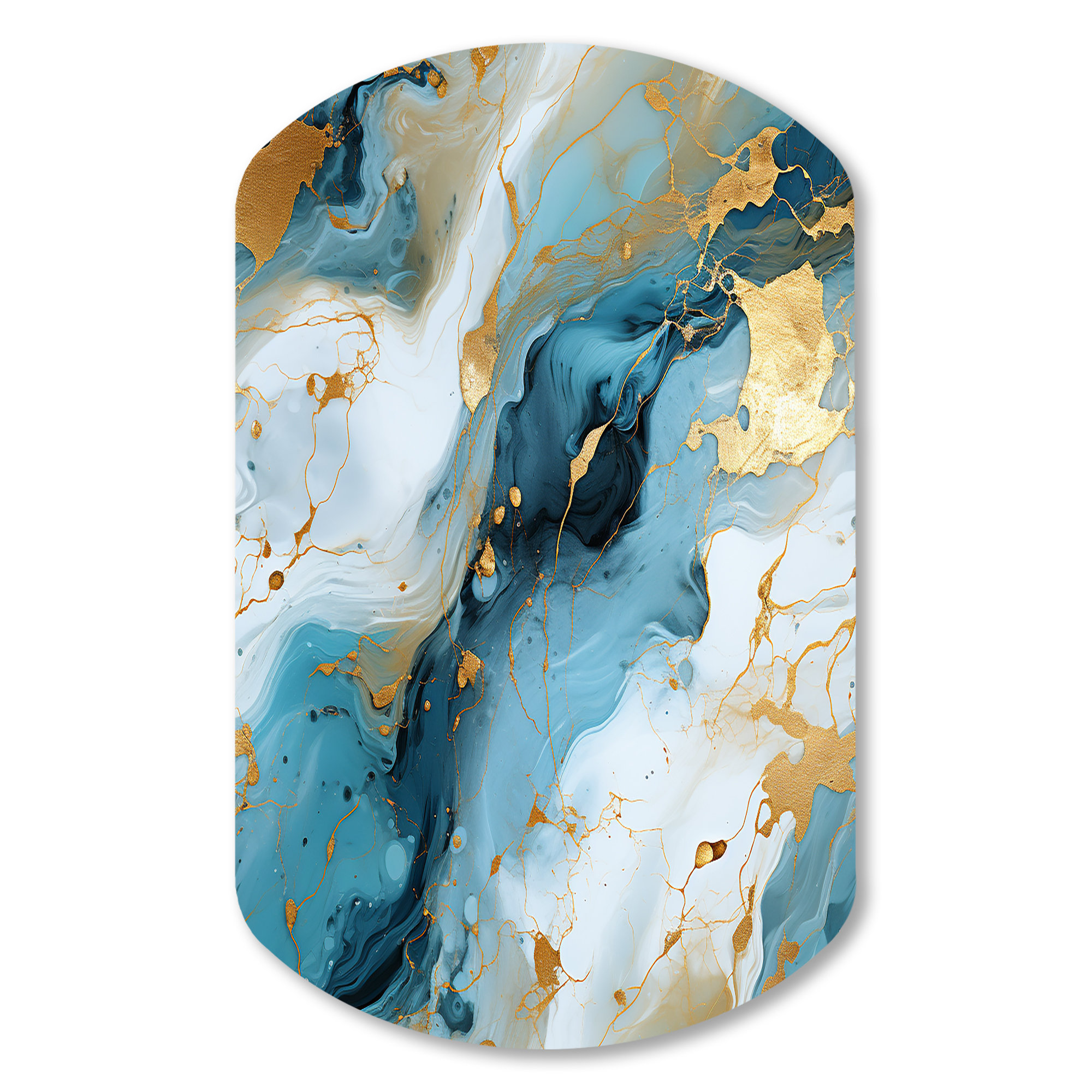 Design Art Gold Artistic Elegance Marble Grace - Abstract Marble Irregular Wall Art - Cylinder ...