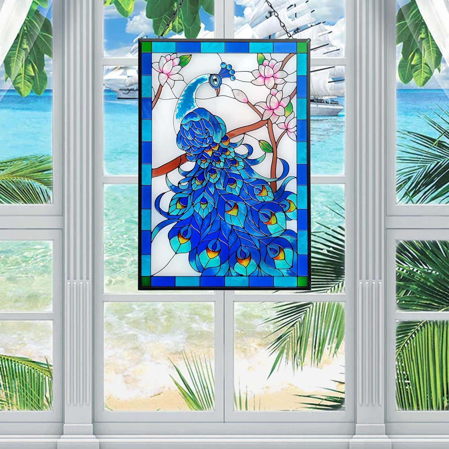 Bungalow Rose Suncatcher Panel Windows Wall Decor with Metal Frame ...