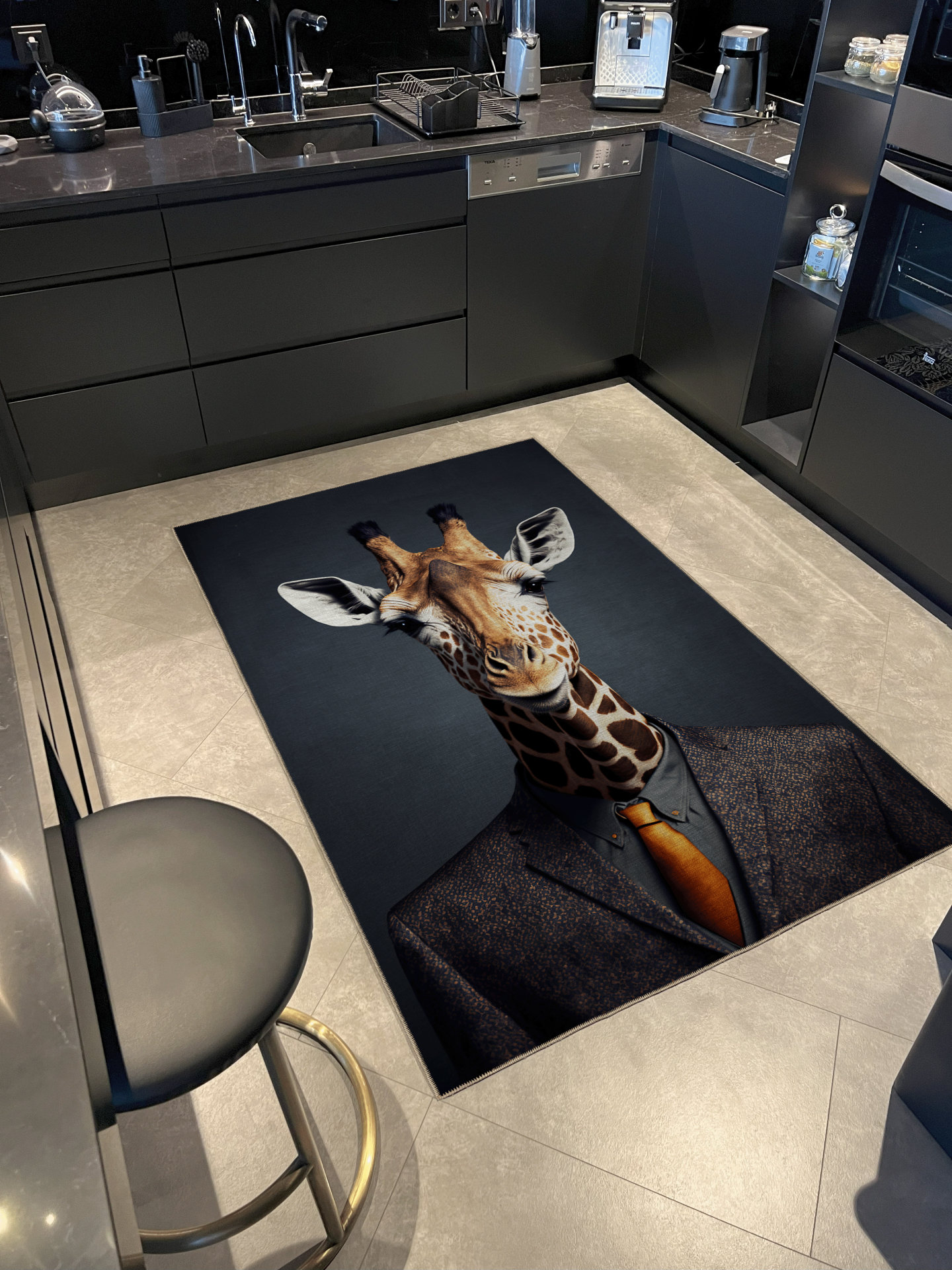 Orren Ellis Dark-Toned Surrealist-Themed Suit-Wearing Abstract Giraffe ...