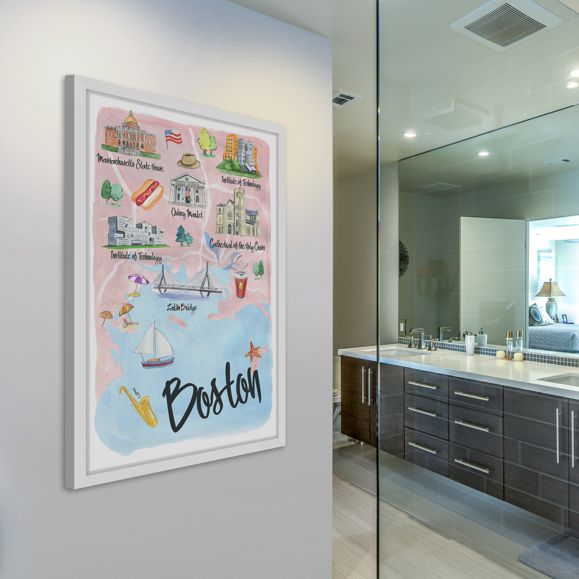 Marmont Hill 'I Love Boston' Framed Graphic Art | Wayfair