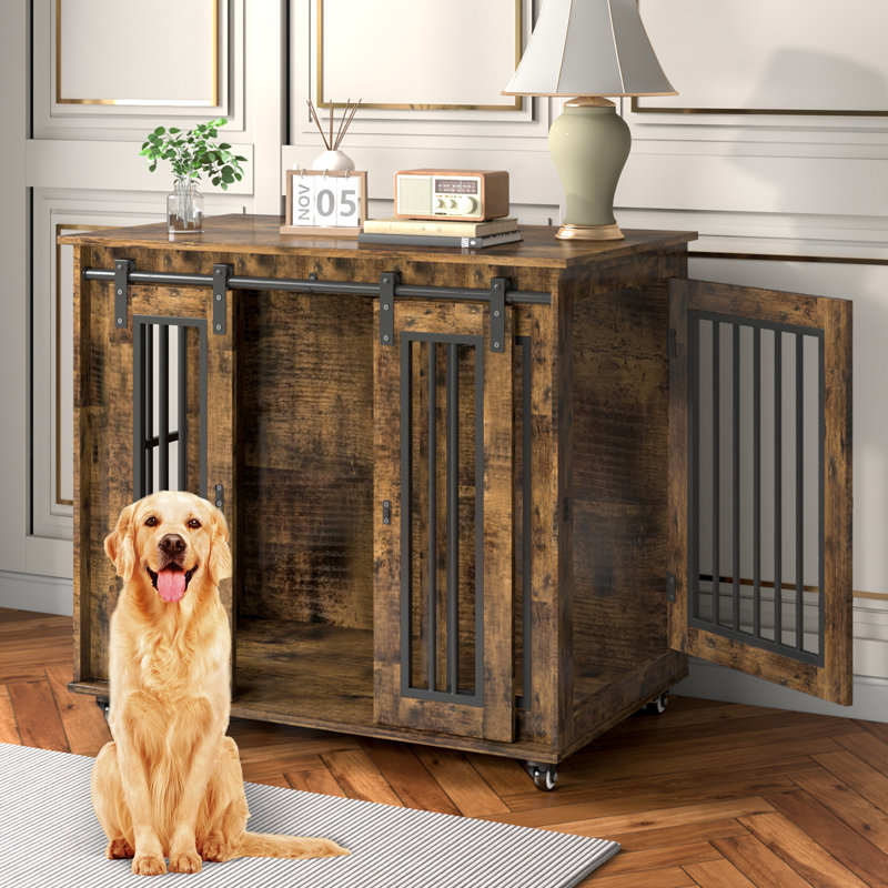 Tucker Murphy Pet™ Portable Dog House, Wood Pet Crate with Two Doors ...