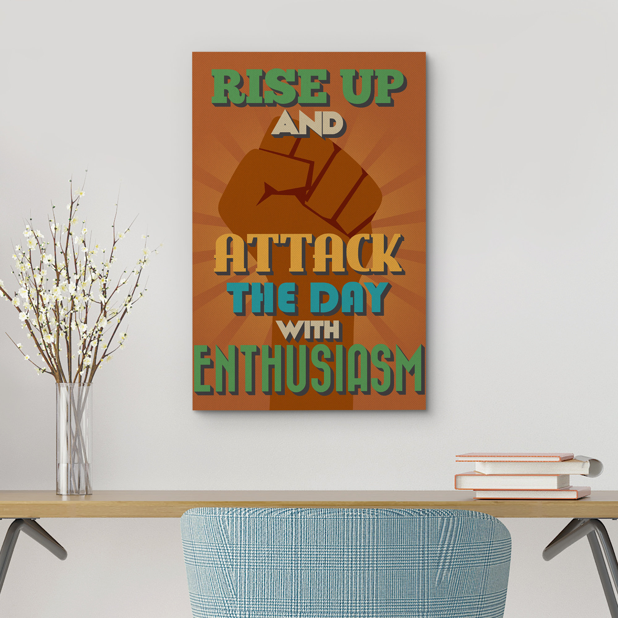 IDEA4WALL Inspirational Textual Word Rise Up And Attack The Day With ...