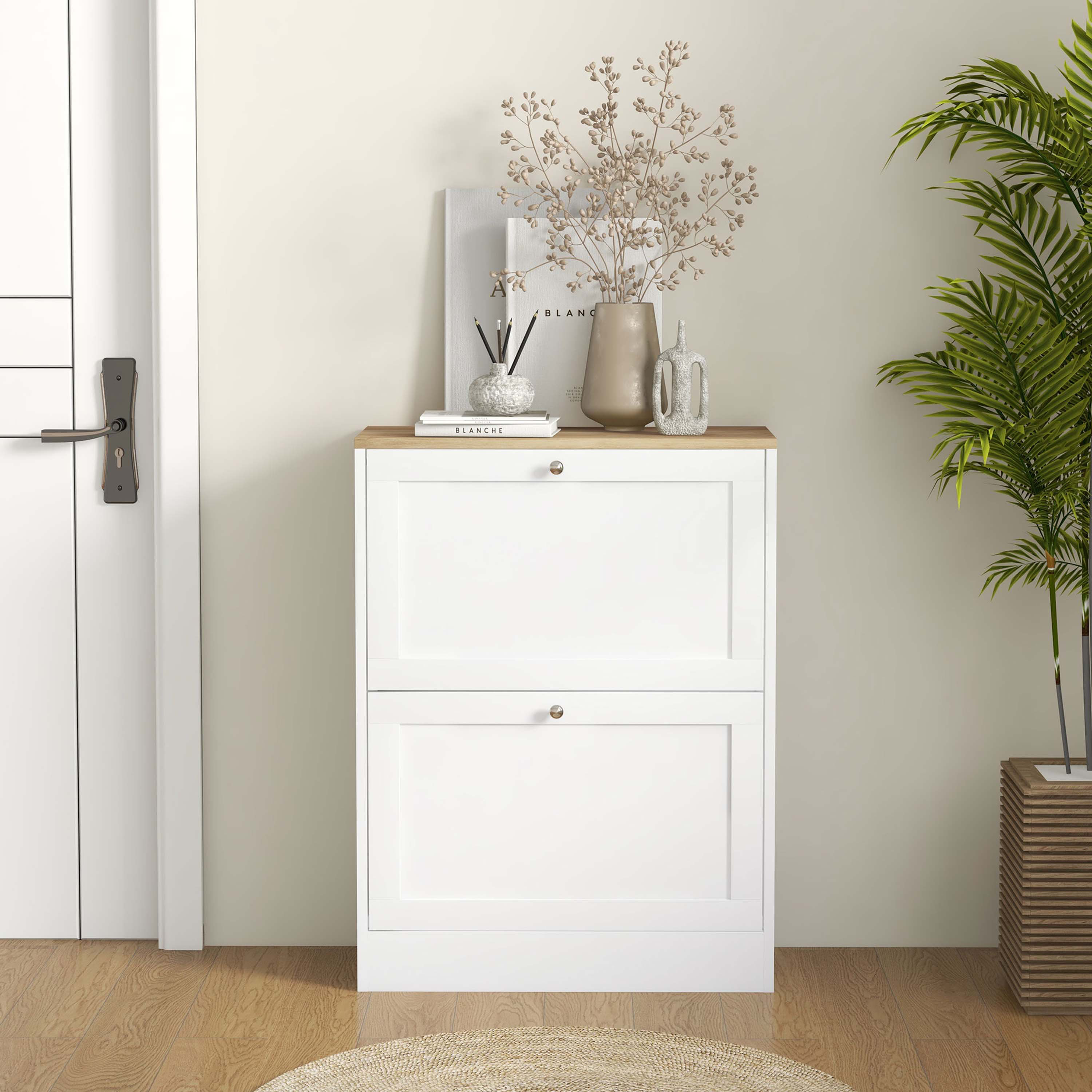 Latitude Run® Slim Shoe Cabinet for Entryway, Modern Hidden Shoe ...