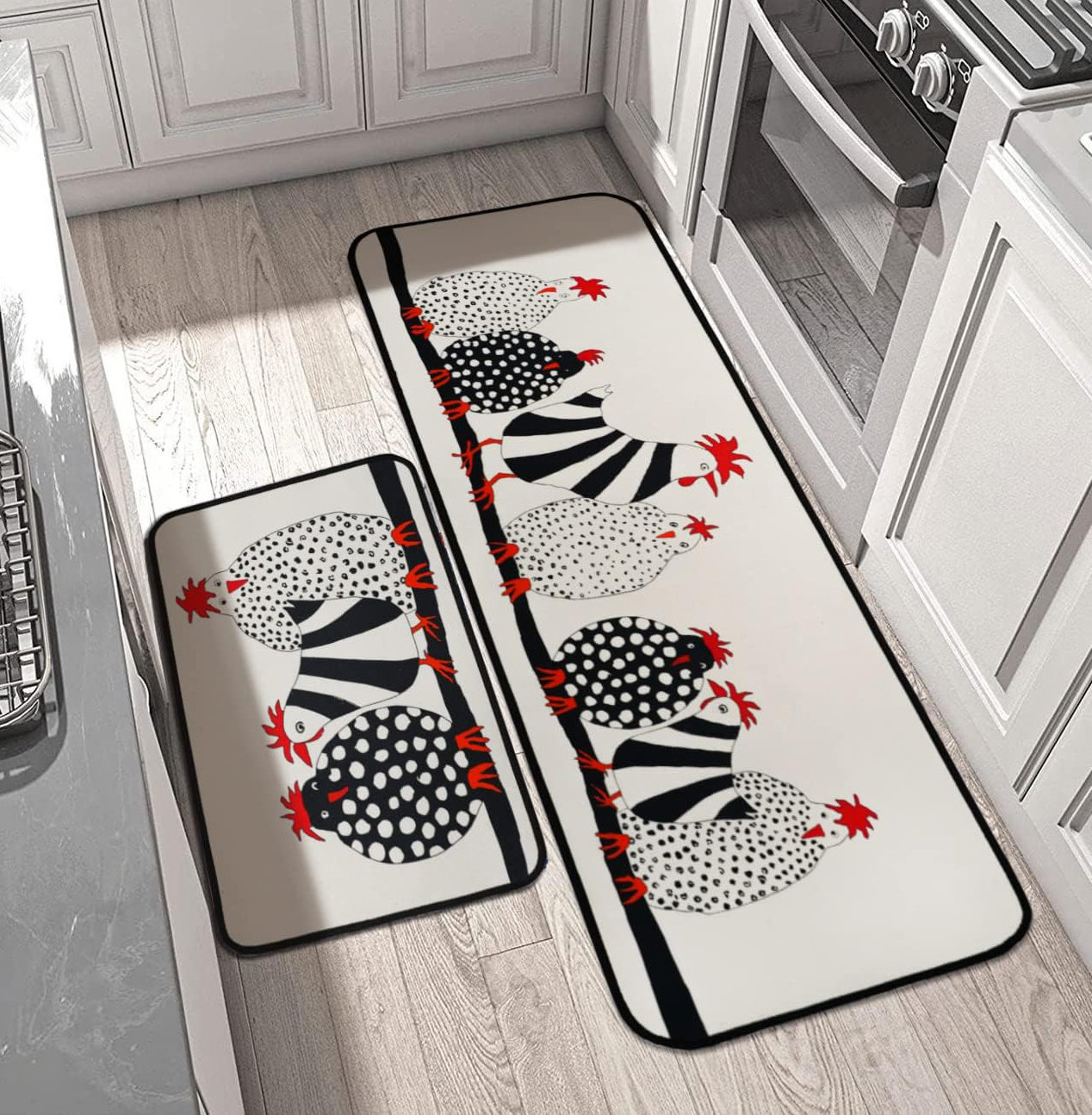 Lark Manor™ 2 Piece Rooster Kitchen Rugs Set Low-Profile Non Slip Mats ...