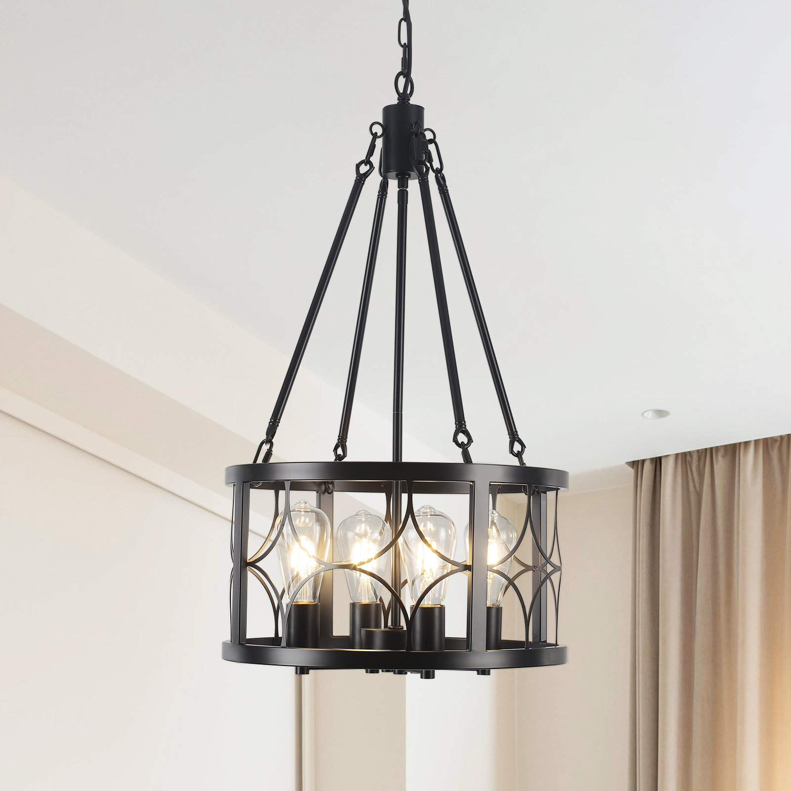 Winston Porter Virgus 4-Light Farmhouse Dining Room Light Fixture ...
