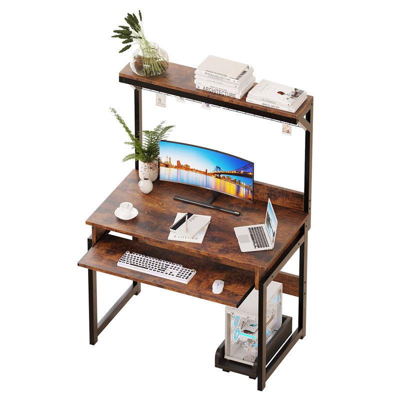 17 Stories 31.5" Computer Desk with Hutch, Space-Saving Office Desk ...