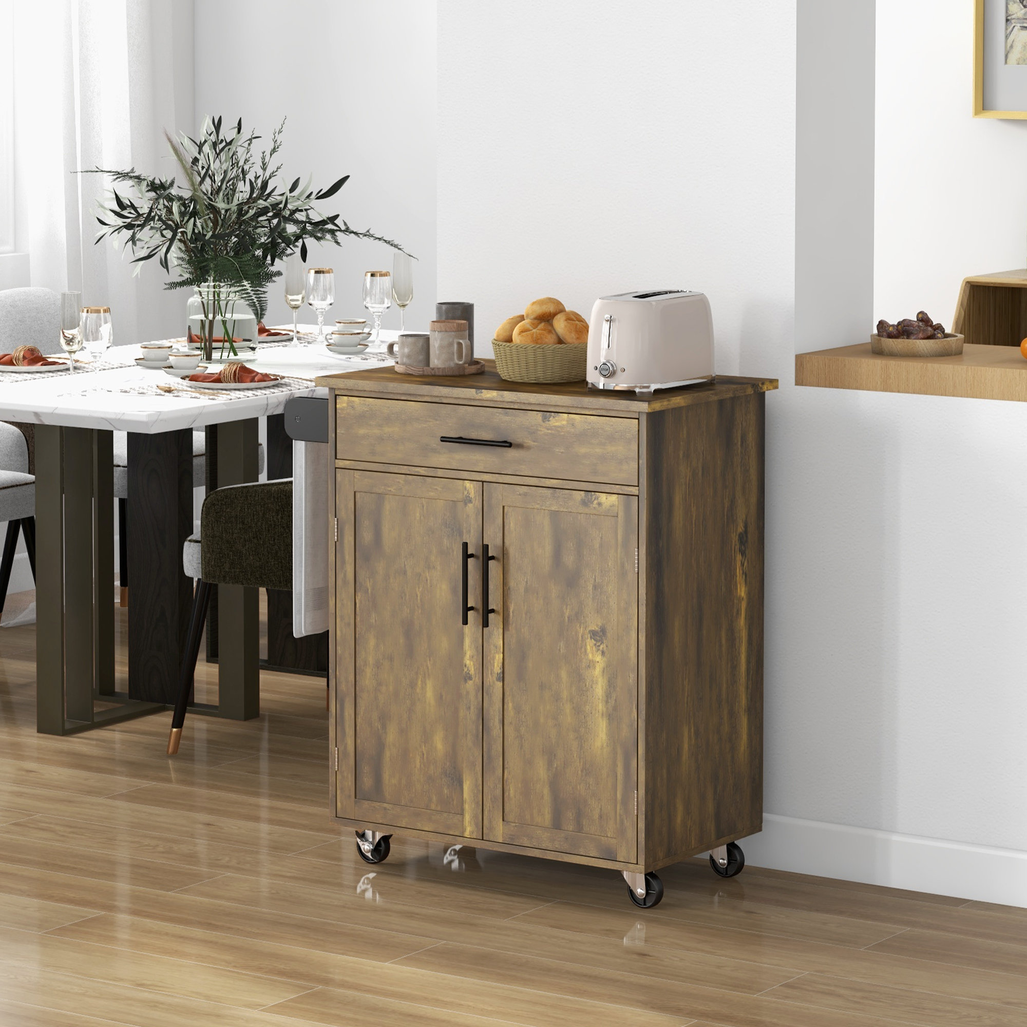 Laurel Foundry Modern Farmhouse® Cheng Kitchen Cart with Solid Wood Top ...
