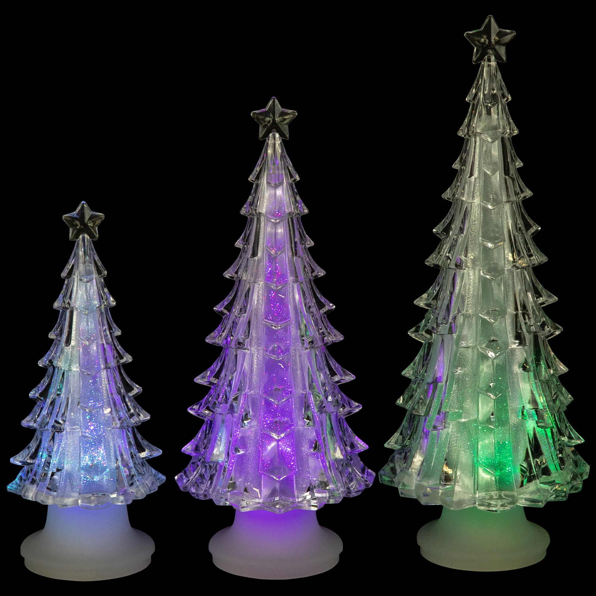 Northlight Seasonal Set Of 3 LED Lighted Colour Changing Christmas Tree ...
