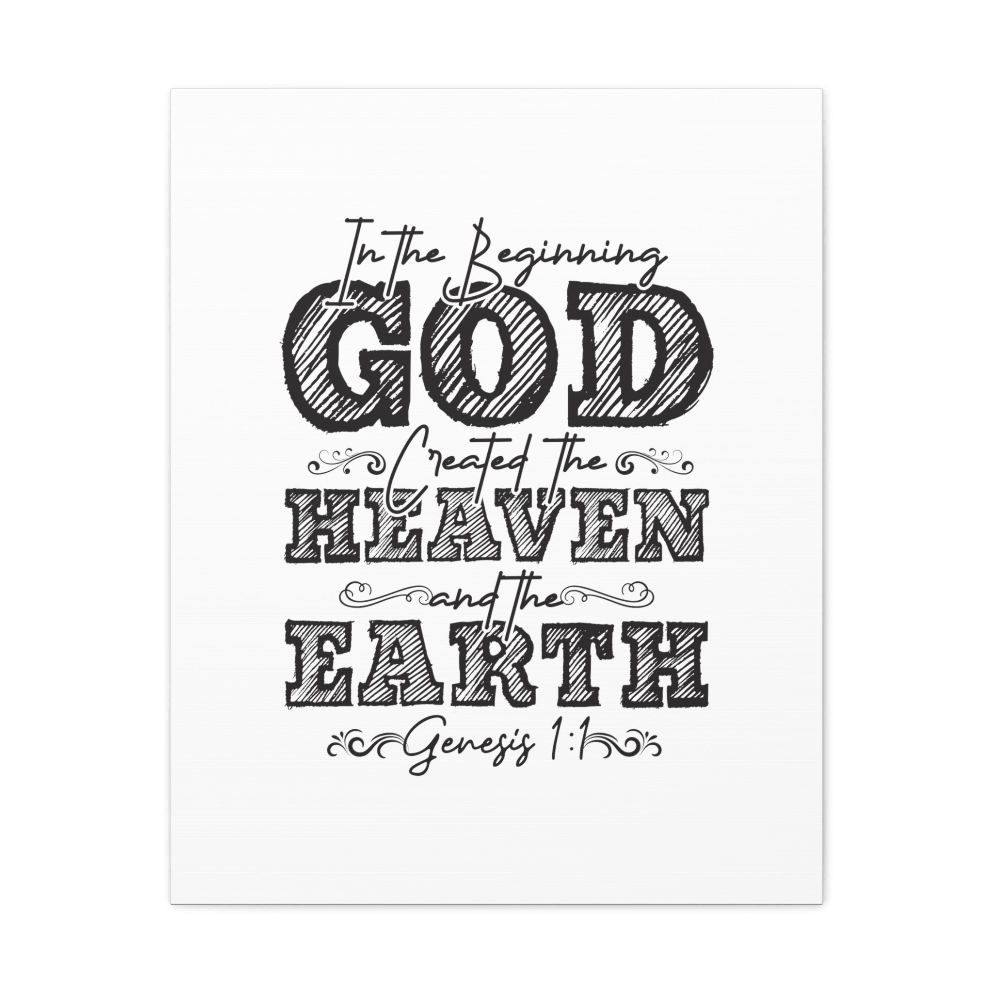 Trinx Genesis 1:1 In The Beginning White Bible Verse Canvas Christian ...
