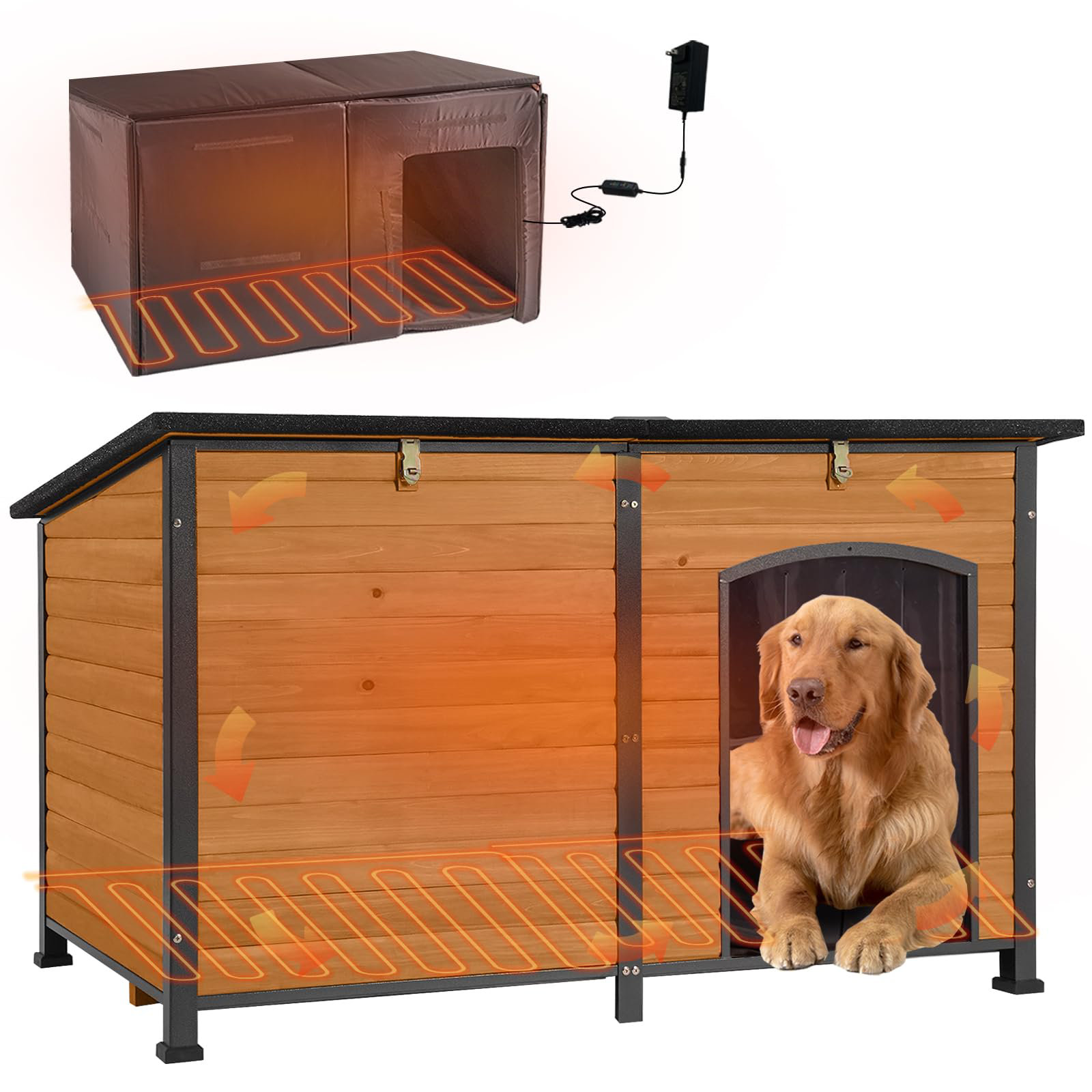 Archie & Oscar™ Heated Dog House Outdoor 59.1" Extra Large Dog Kennel ...