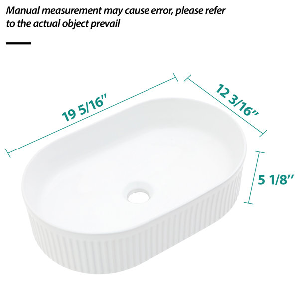 Ebern Designs Lavabo de salle de bain en céramique blanche de 18,74 po ...