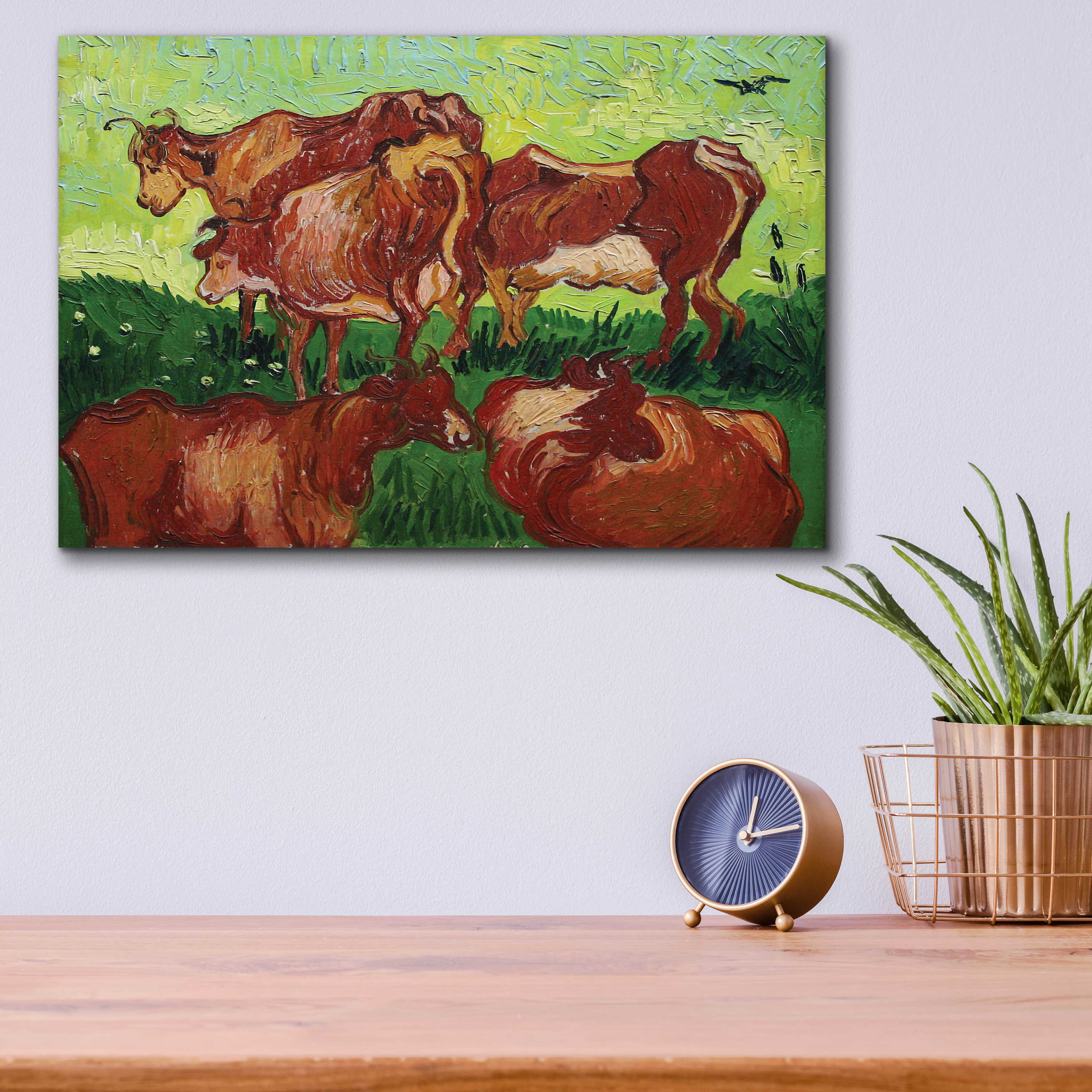 Vault W Artwork Epic Art 'Cows' by Vincent Van Gogh, Acrylic Glass Cows ...