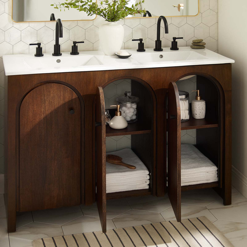 Modway Appia 48'' Double Bathroom Vanity with Ceramic Top | Wayfair