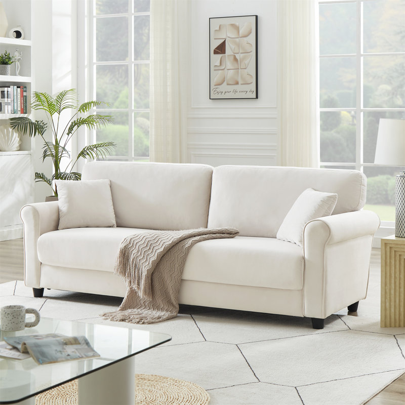 Mercer41 Enzo 82.48" Velvet Rolled Arm Sofa & Reviews | Wayfair