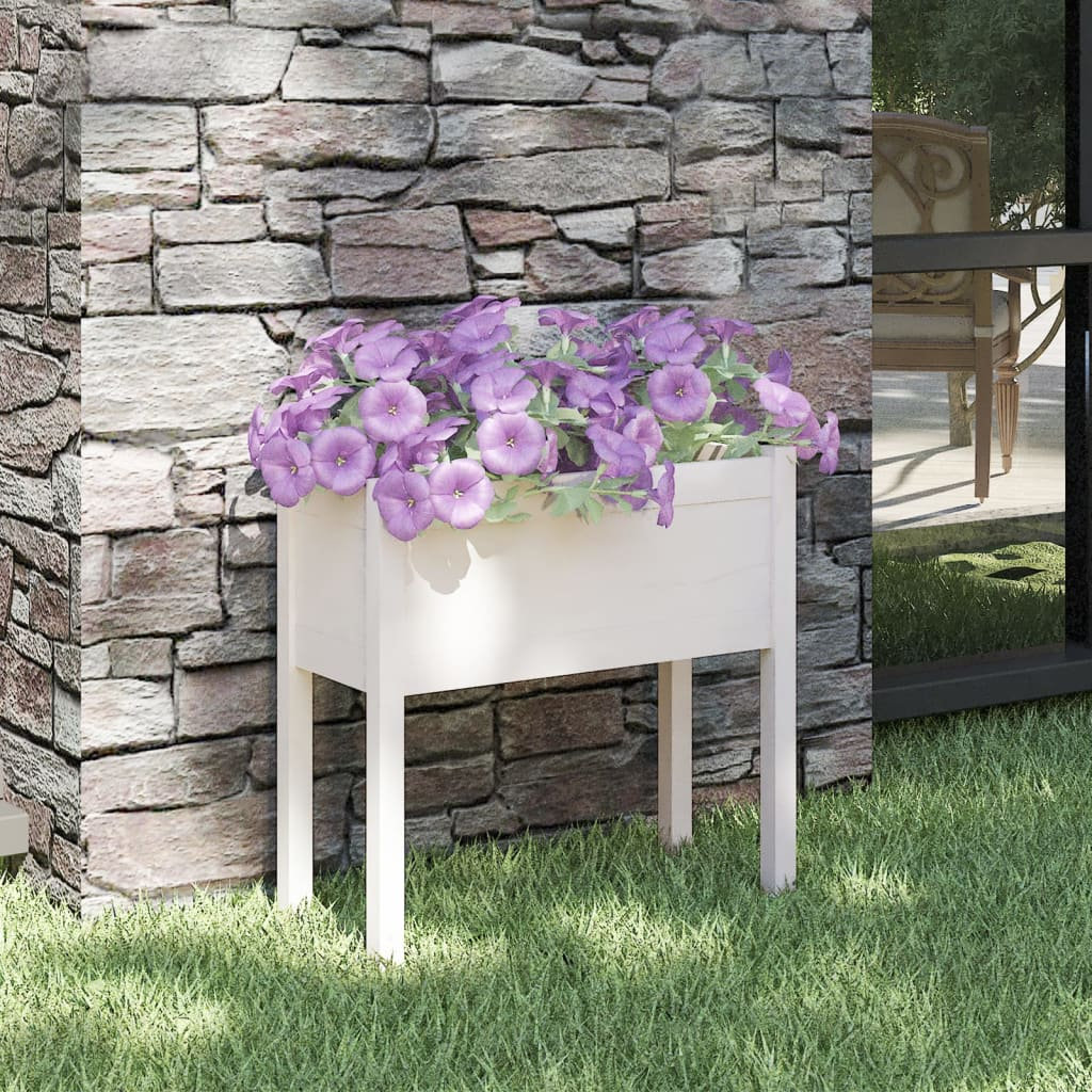 Latitude Run® Garden Planter White 27.6"X12.2"X27.6" Solid Wood Pine ...