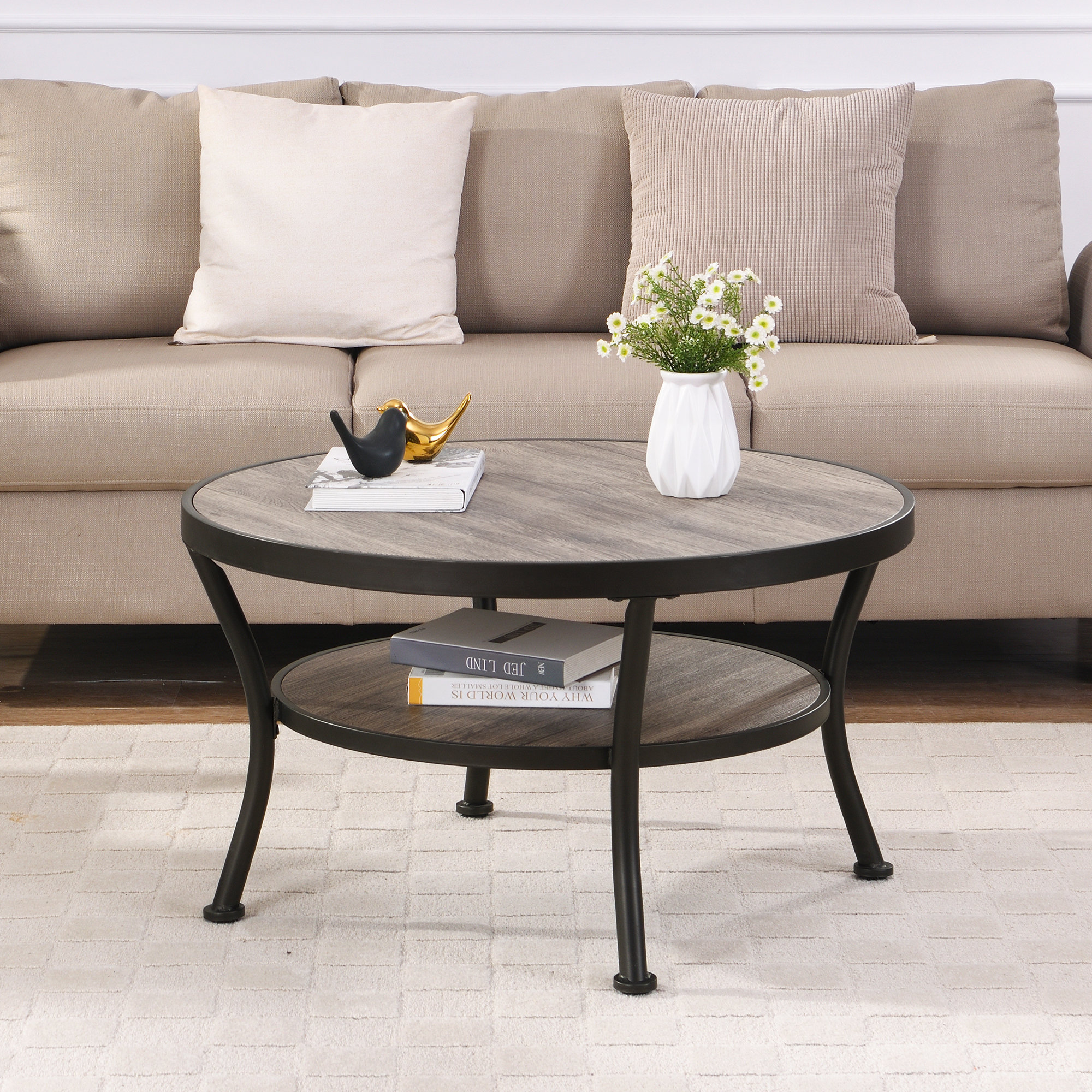 17 Stories Aderes 2-tier Wood Coffee Table with Storage & Reviews | Wayfair