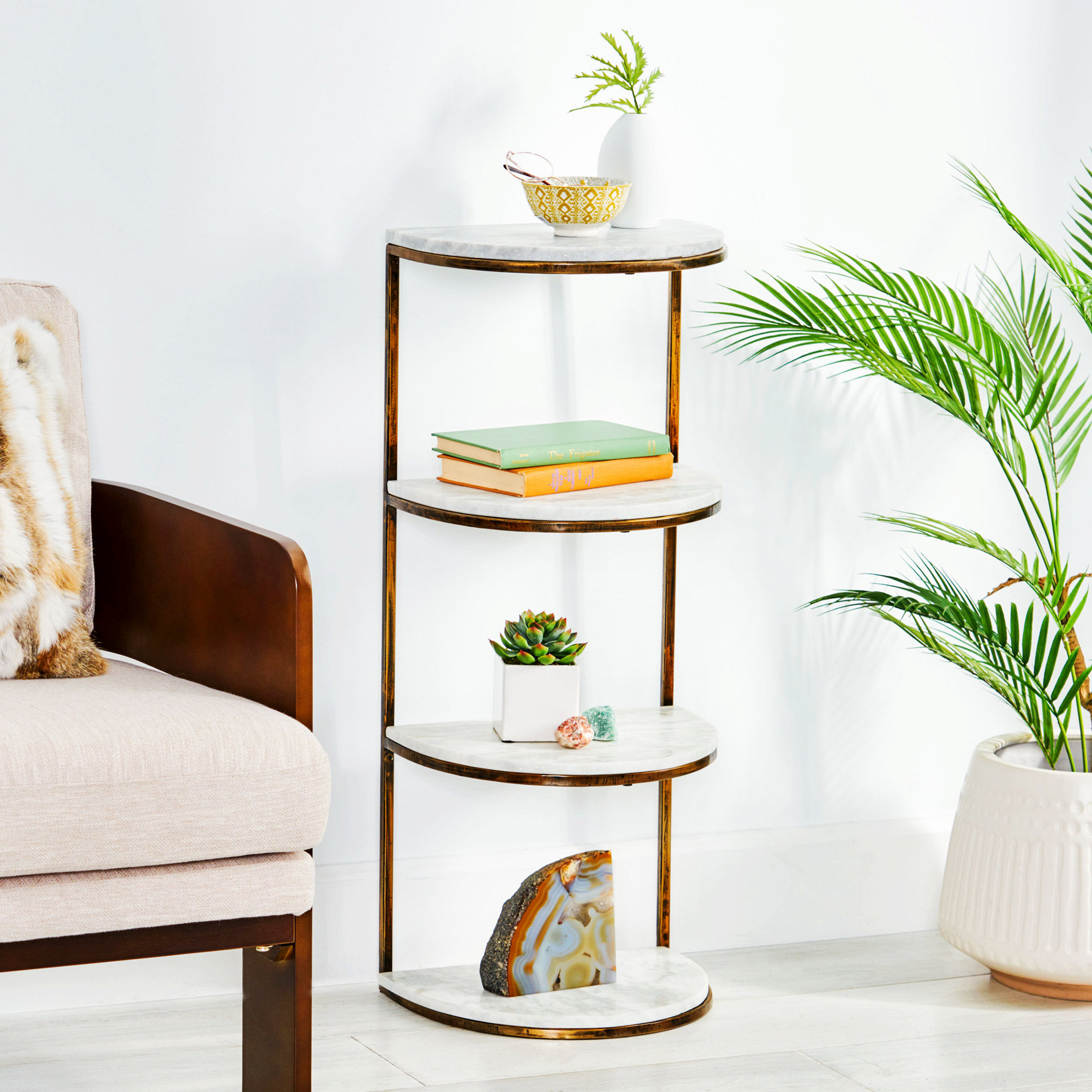 Latitude Run® Laurece 4-Tier Modern Half Round Design Bookcase with ...