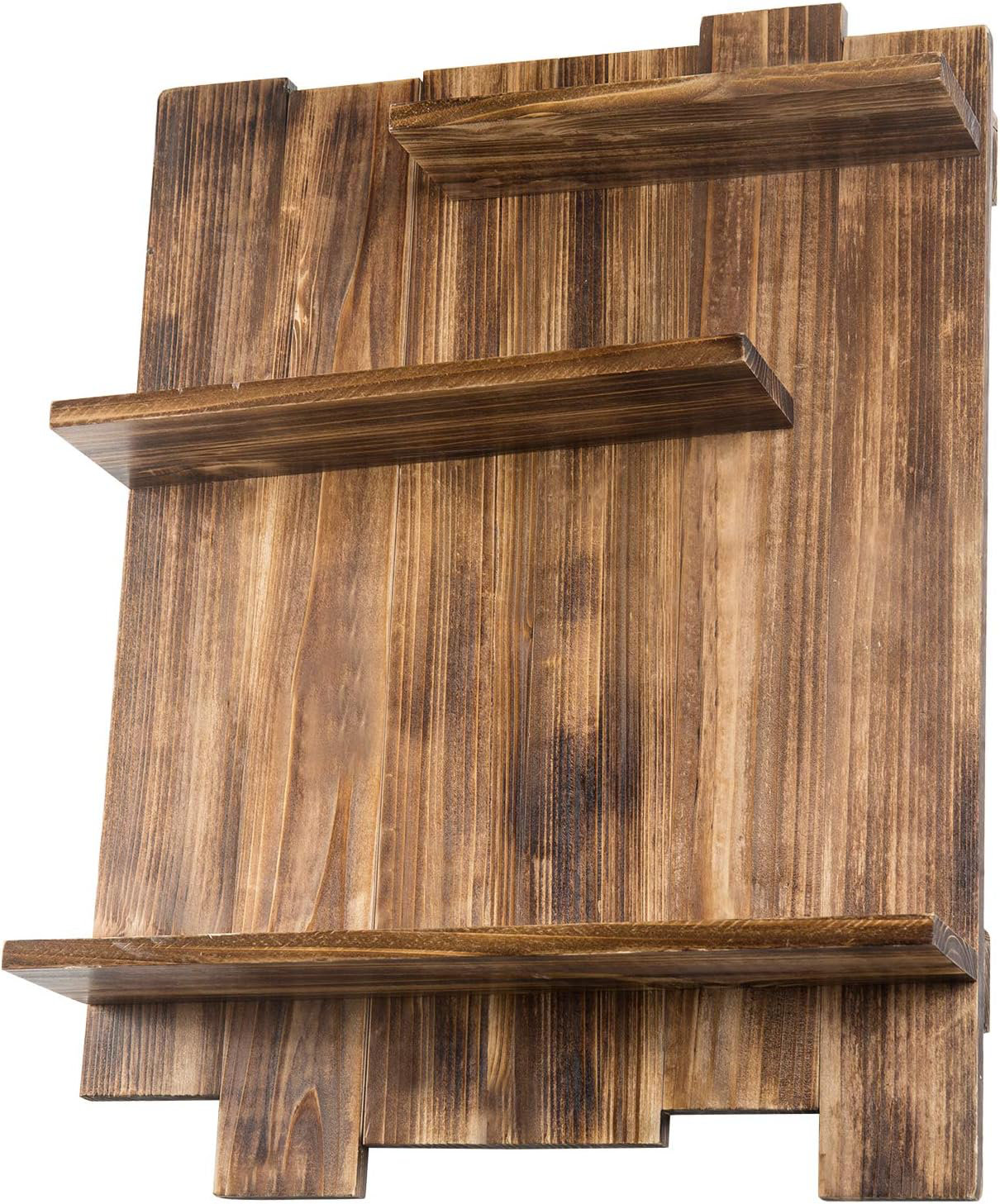 One Allium Way® Wall-Mounted Burnt Wood Pallet-Style Staggered 3-Tier ...