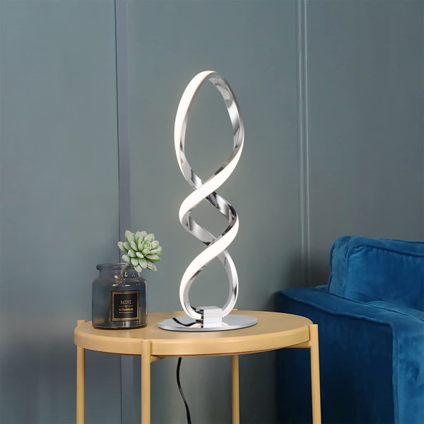Orren Ellis Macy-Rose Spiral Led Table Lamp, Curved Led Desk Lamp ...