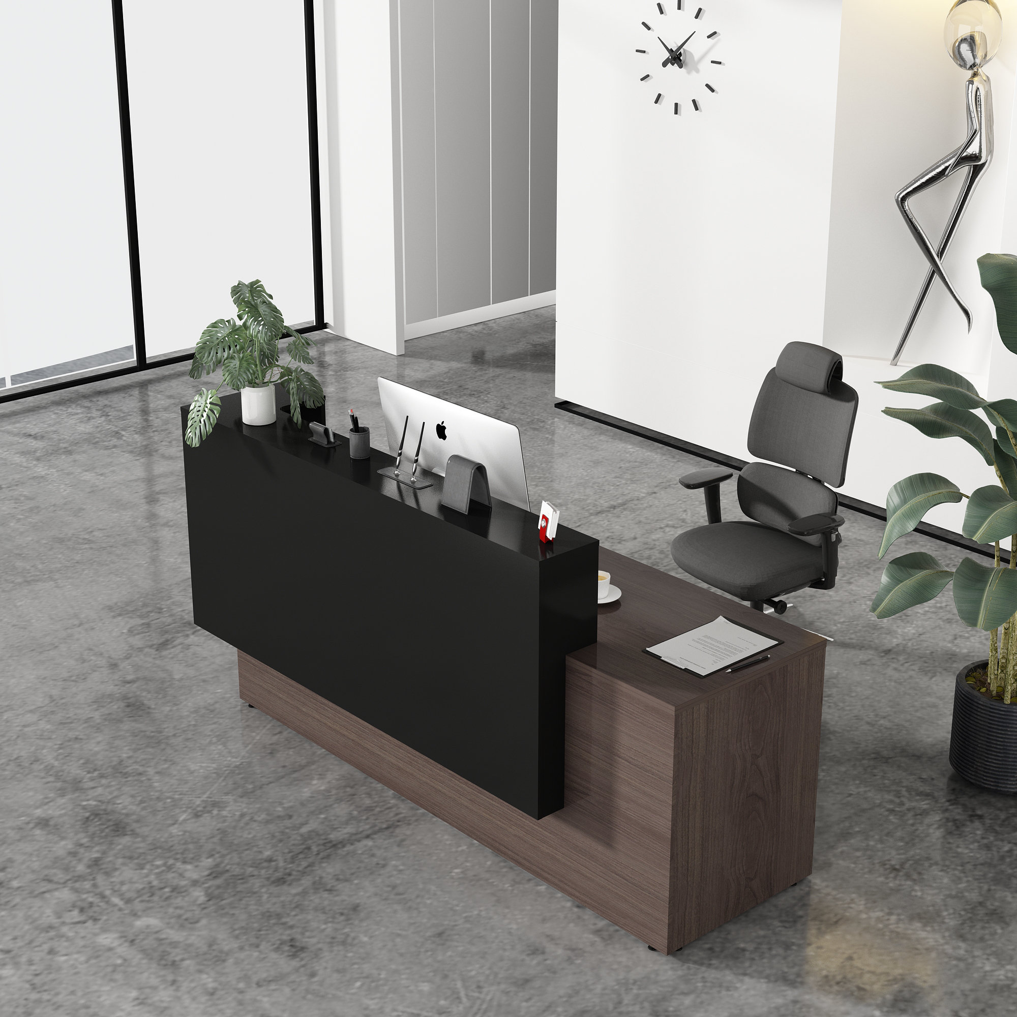 Inbox Zero Nijash Rectangular Laminate Reception Desk & Reviews | Wayfair