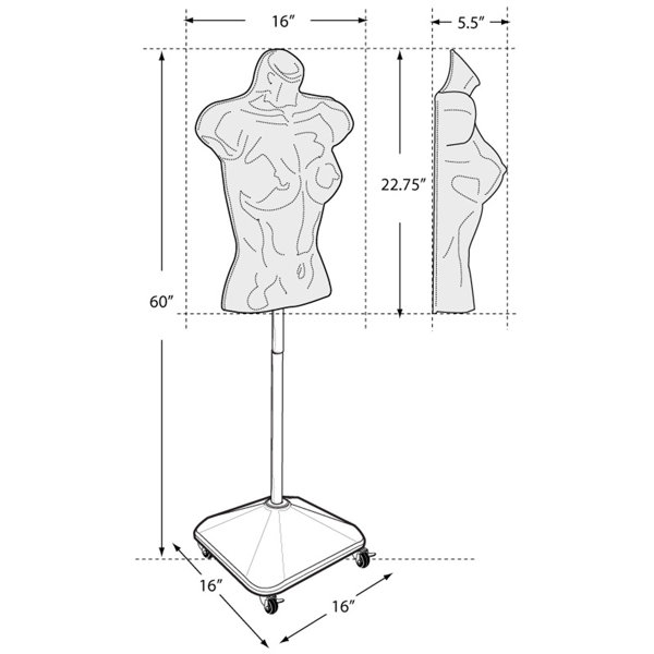 Azar Displays White Plastic Female Bust on Wheeled Plastic Base | Wayfair