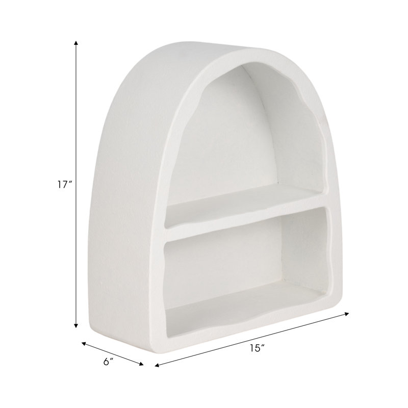Ebern Designs White MDF Curved 2-Shelf Wall Storage - Perfectly ...