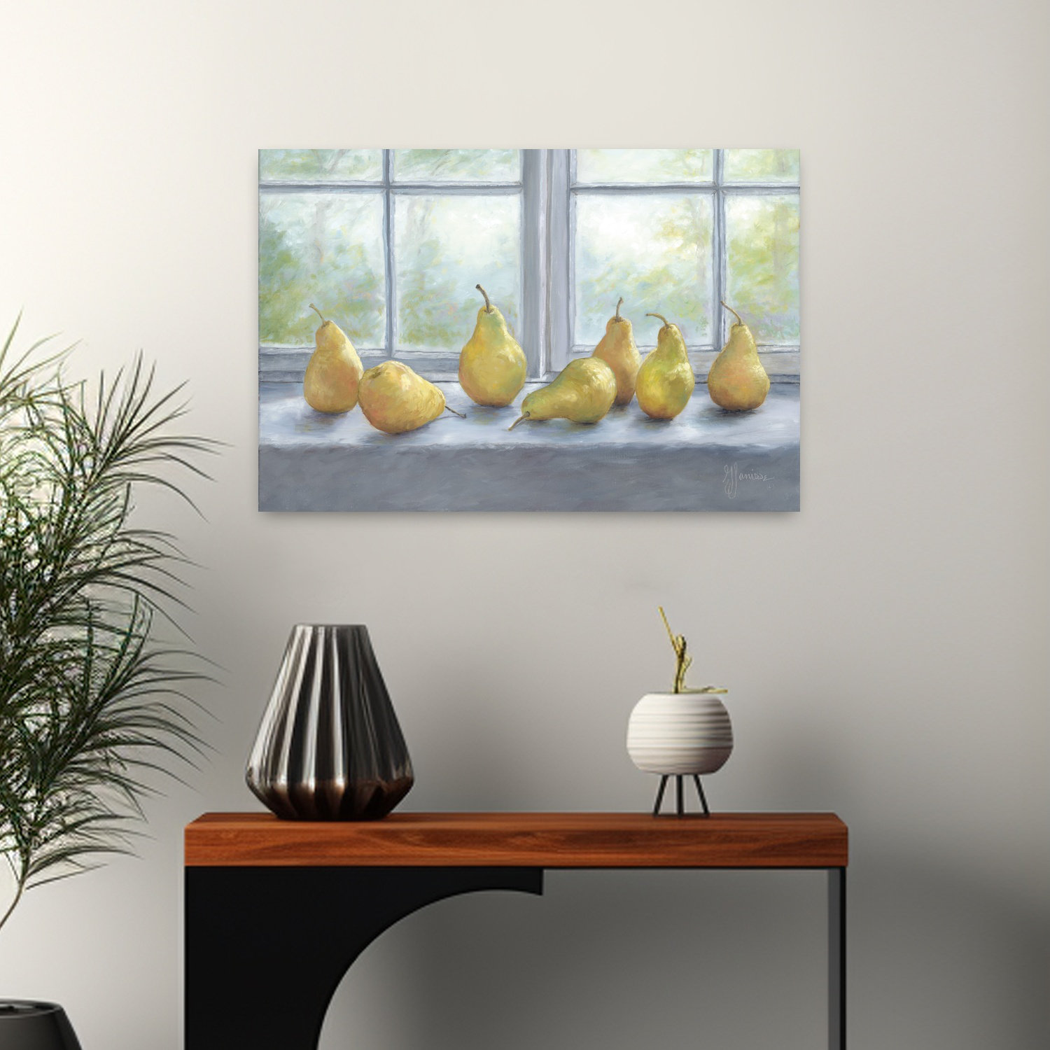Latitude Run® Pears On A Window Sill Traditional Fruit Art | Wayfair