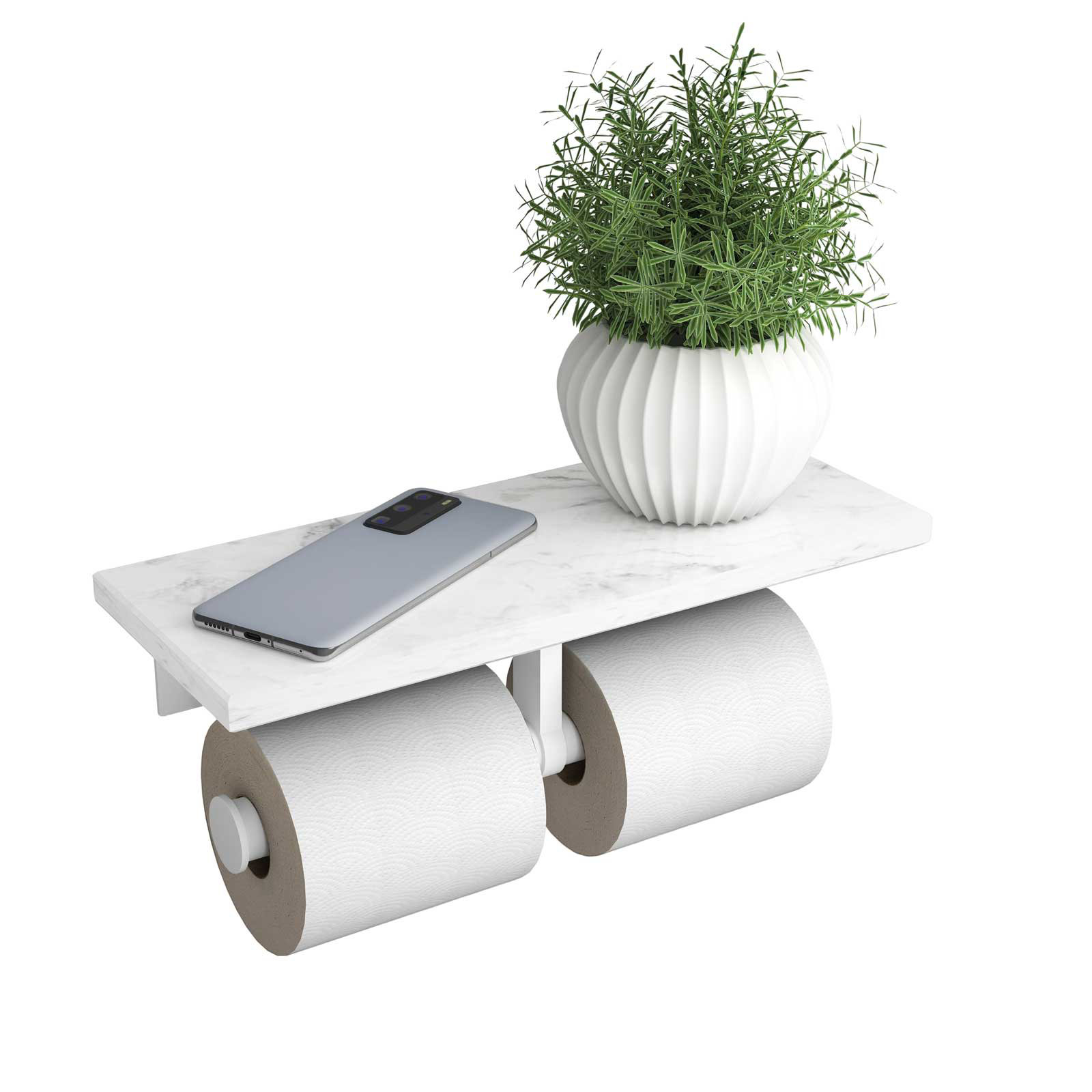 Luxdecor 2 Roll Marble Toilet Paper Holder with Shelf SUS304 Steel ...