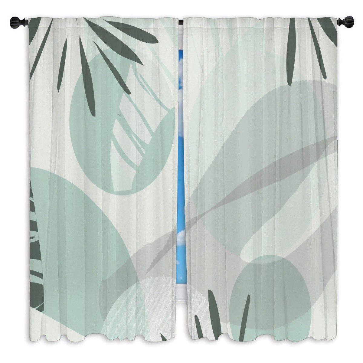 Gracie Oaks Tropical Window Curtains Cool Pattern Botanical Drapes - 2 ...