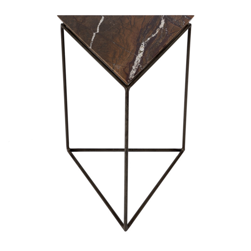 Ivy Bronx Mordechi 16.5 in. W Triangular Marble and Iron Pyramid Side ...