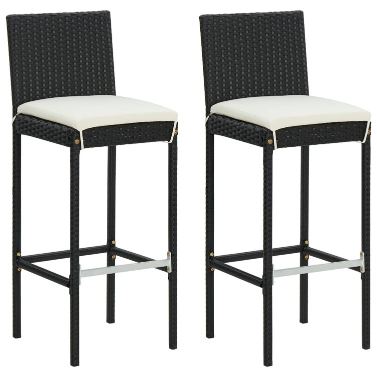 Brayden Studio Garden Bar Stools with Cushions Poly Rattan Outdoor ...