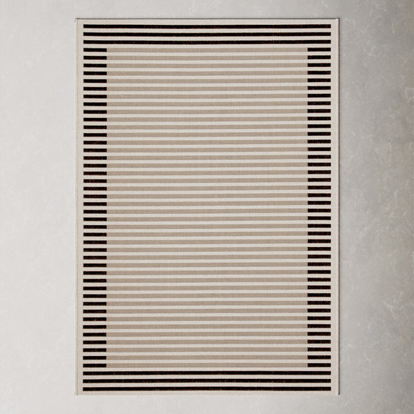 AllModern Weltyton Striped Raven/Fog Indoor / Outdoor Area Rug ...