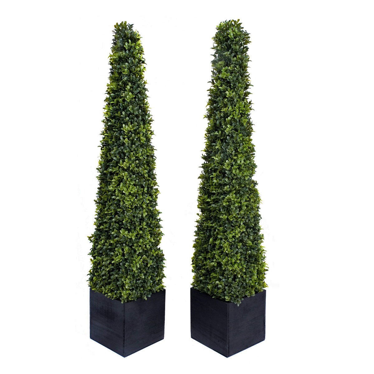 Brayden Studio GreenBrokers 2 x Artificial Boxwood Pyramid Trees in ...