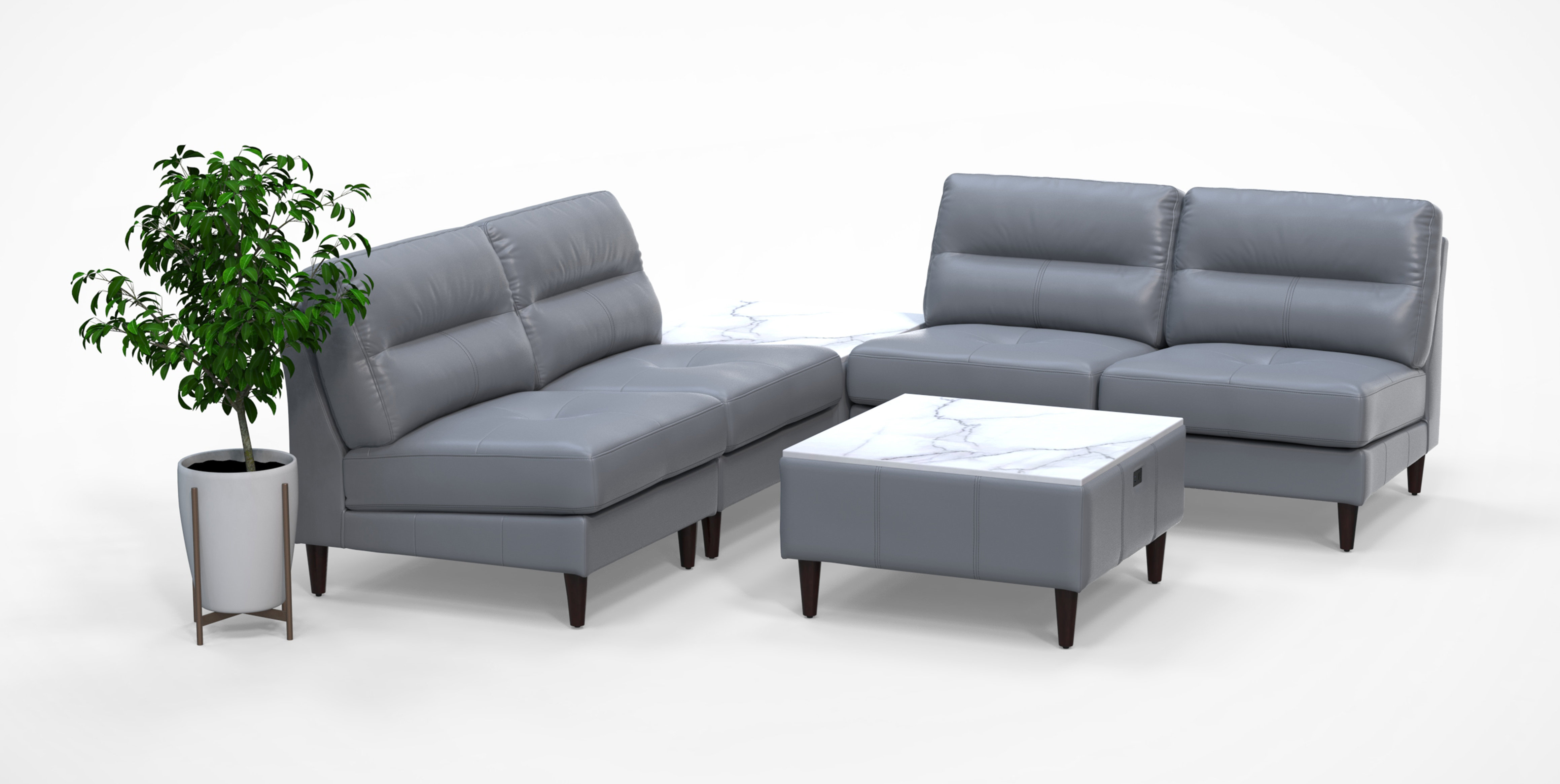 Reunion 4 Person Waiting Room Reception Chairs Set 100% Genuine Leather ...