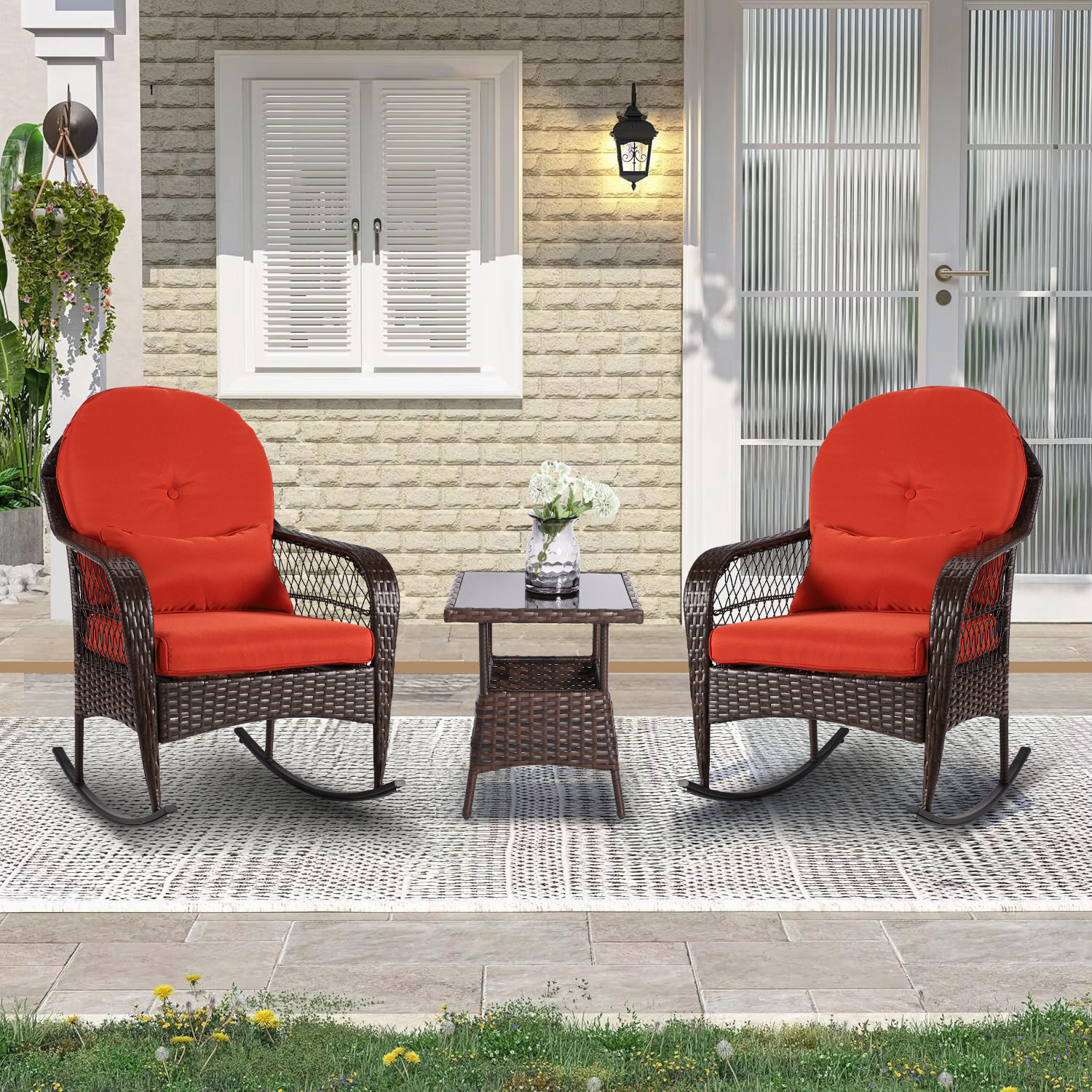Lark Manor™ 1 Piece Outdoor Rocking Chair, Patio Rocking Chair Wicker ...