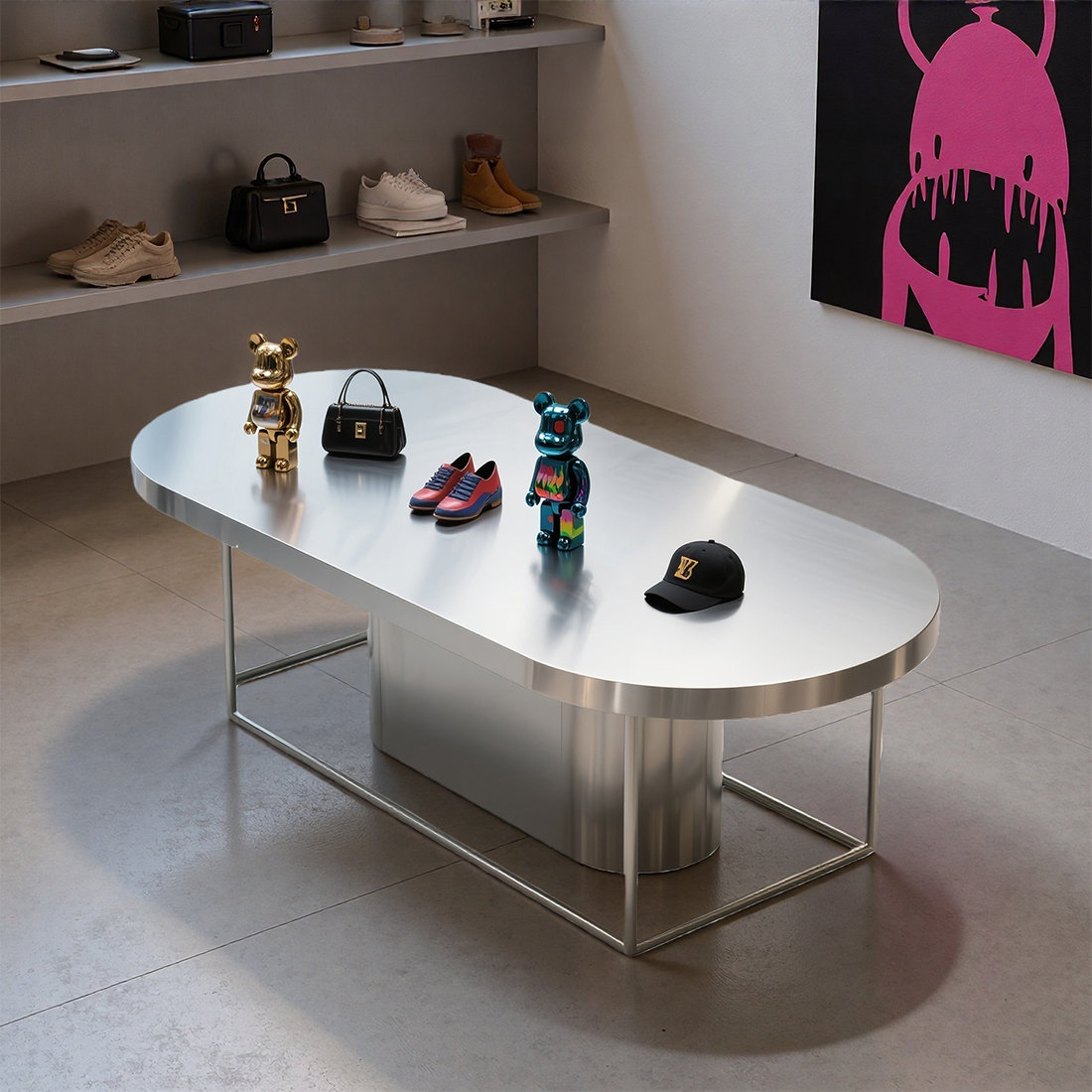 Orren Ellis Stainless Steel Oval Display Table - Wayfair Canada