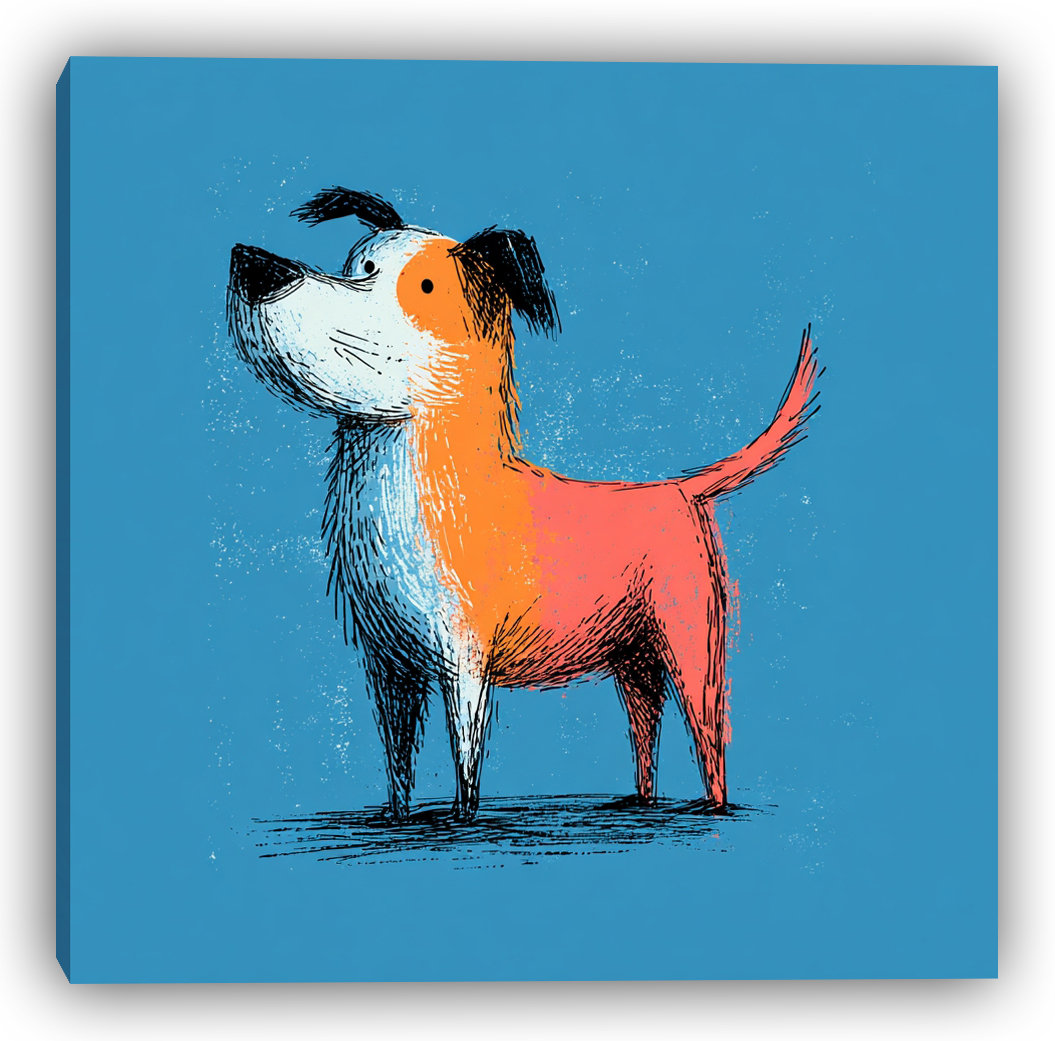 Winston Porter Tail Up Terrier Wrapped Canvas Wall Art | Wayfair