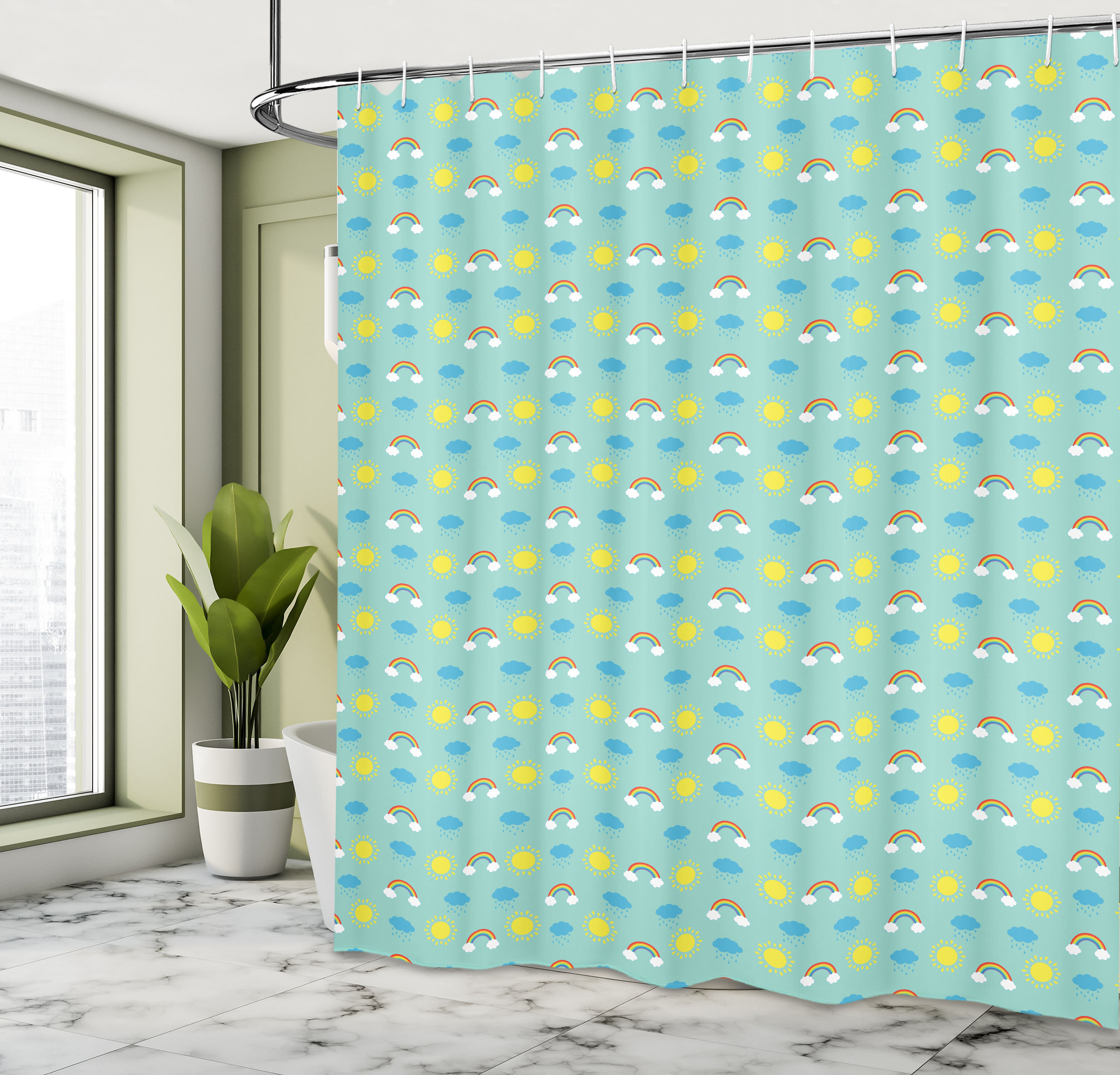 East Urban Home Rain Shower Curtain Weather and Seasons Theme ...